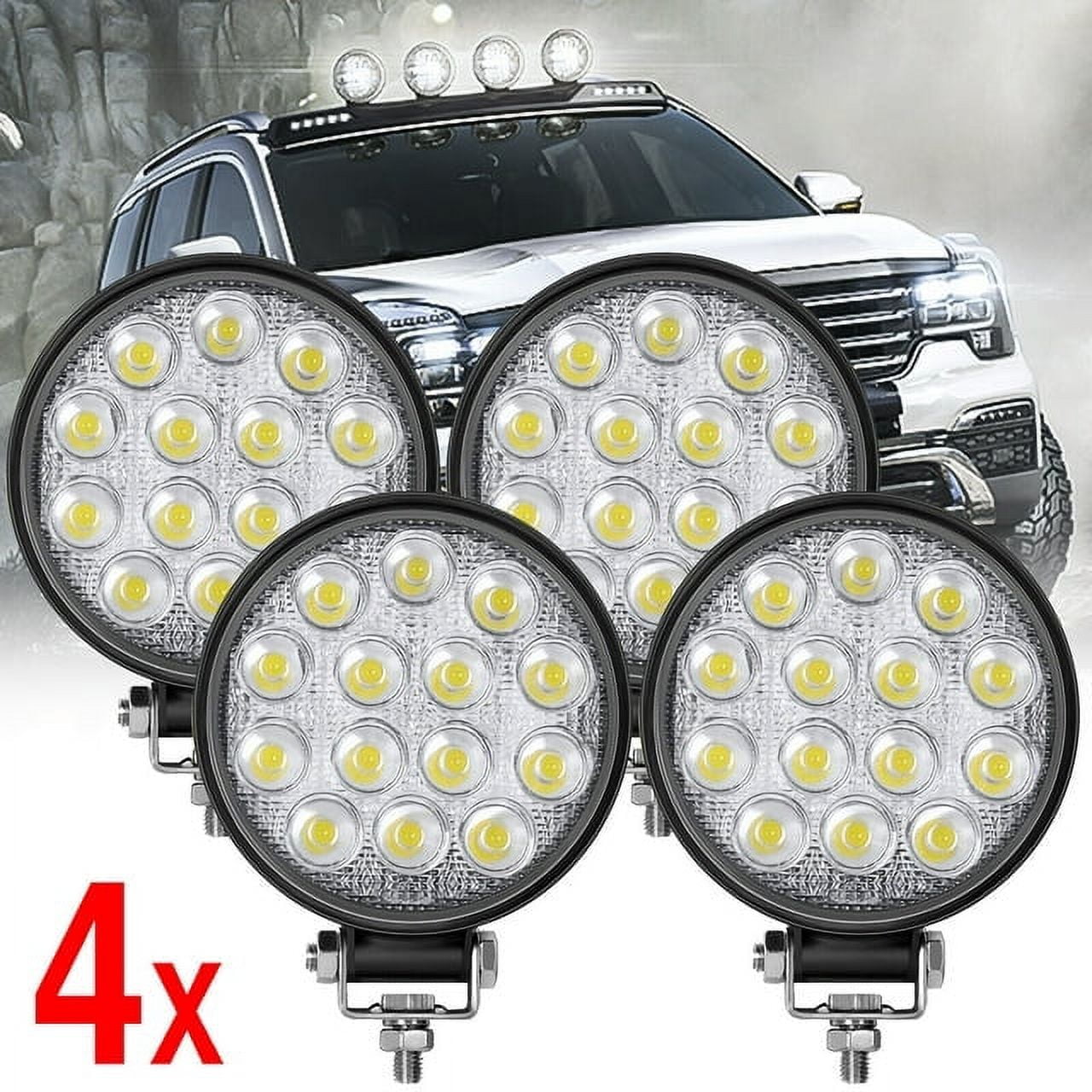 AUTOXBERT 4 pack 4.4 Inch Round LED Offroad Lights Driving Bumper Fog ...