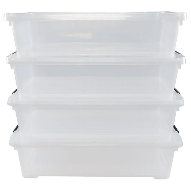 4 Pack 40 Quarts Large Shallow Storage Bins Plastic Under Bed Box
