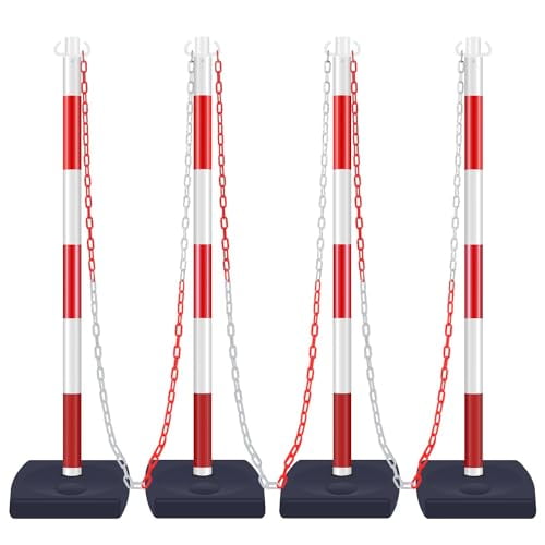 4 pack 40" traffic delineator post cones w/water fillable base, safety ...