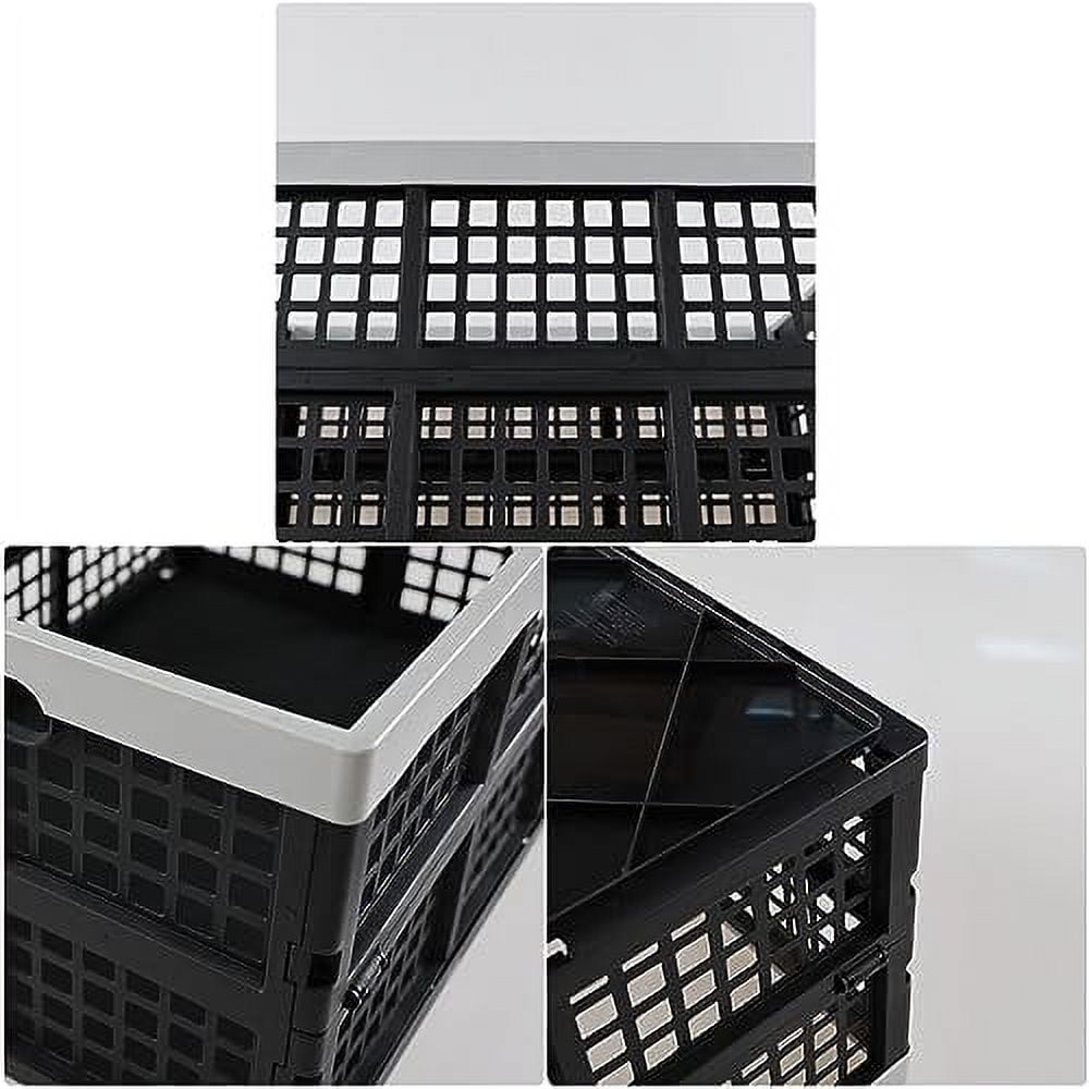 4-pack 42 Liter Collapsible Storage Crates, Large Plastic Folding Crate ...