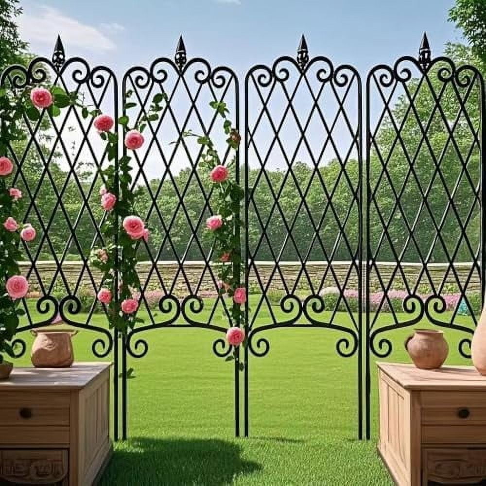 4 pack 47” x 16” garden trellis for climbing plants outdoor metal ...