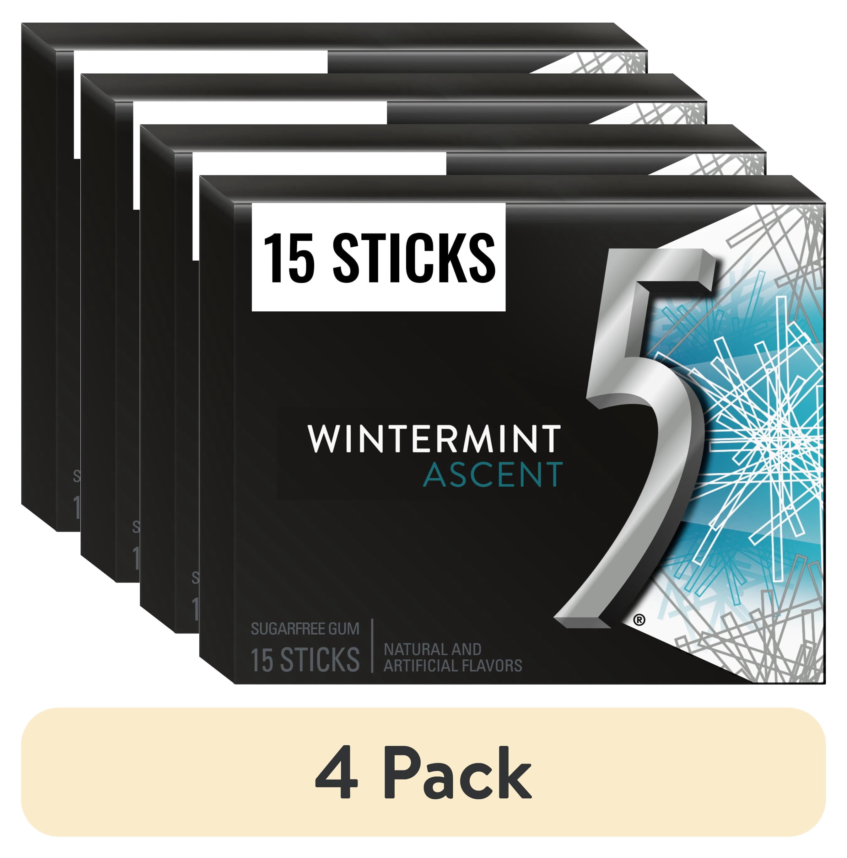 (4 pack) 5 Gum Wintermint Ascent Sugar Free Chewing Gum, Five Gum - 15 ...