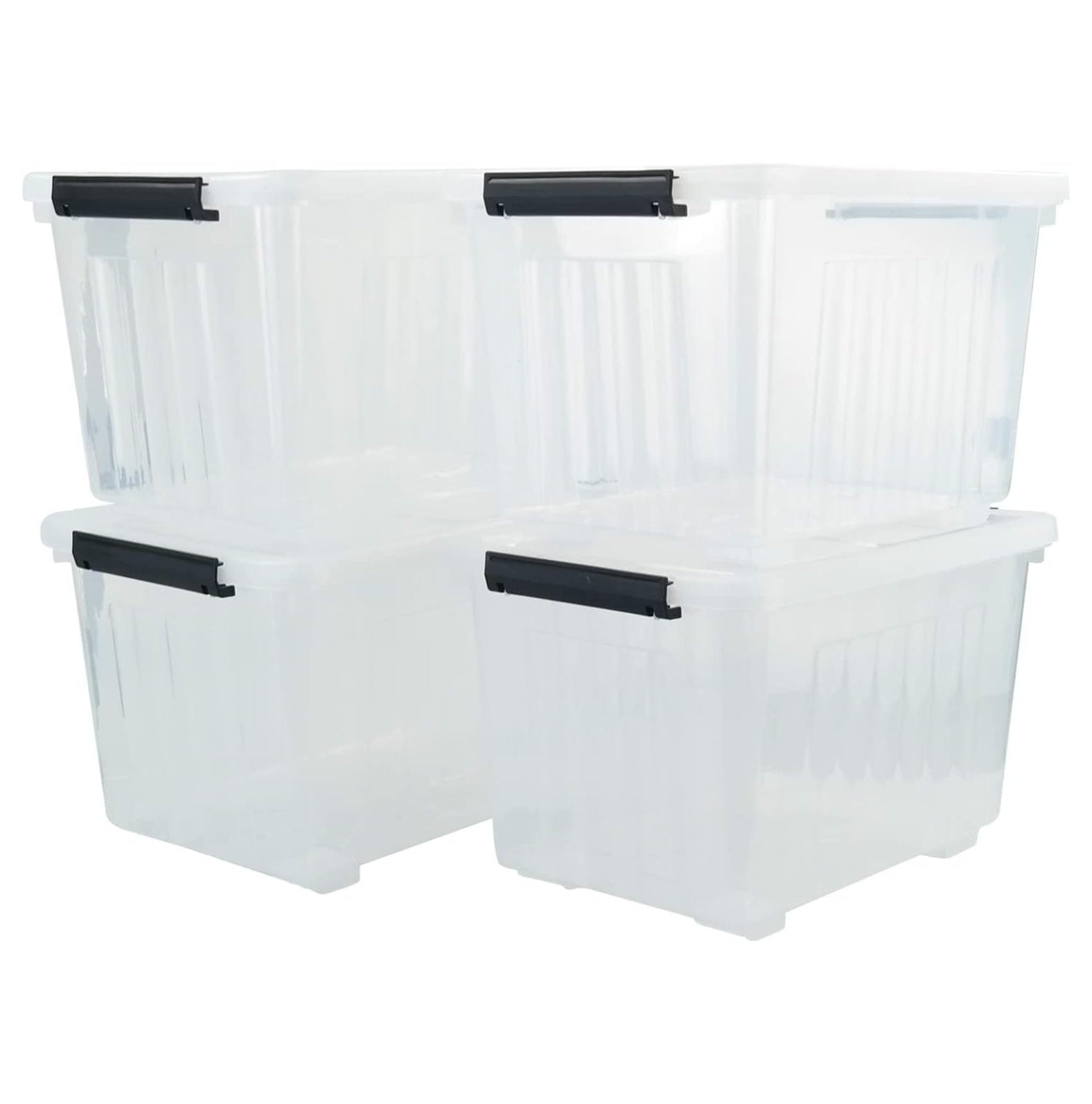 4-pack 50 Quarts Storage Boxes with Wheels, Large Clear Plastic Bin ...