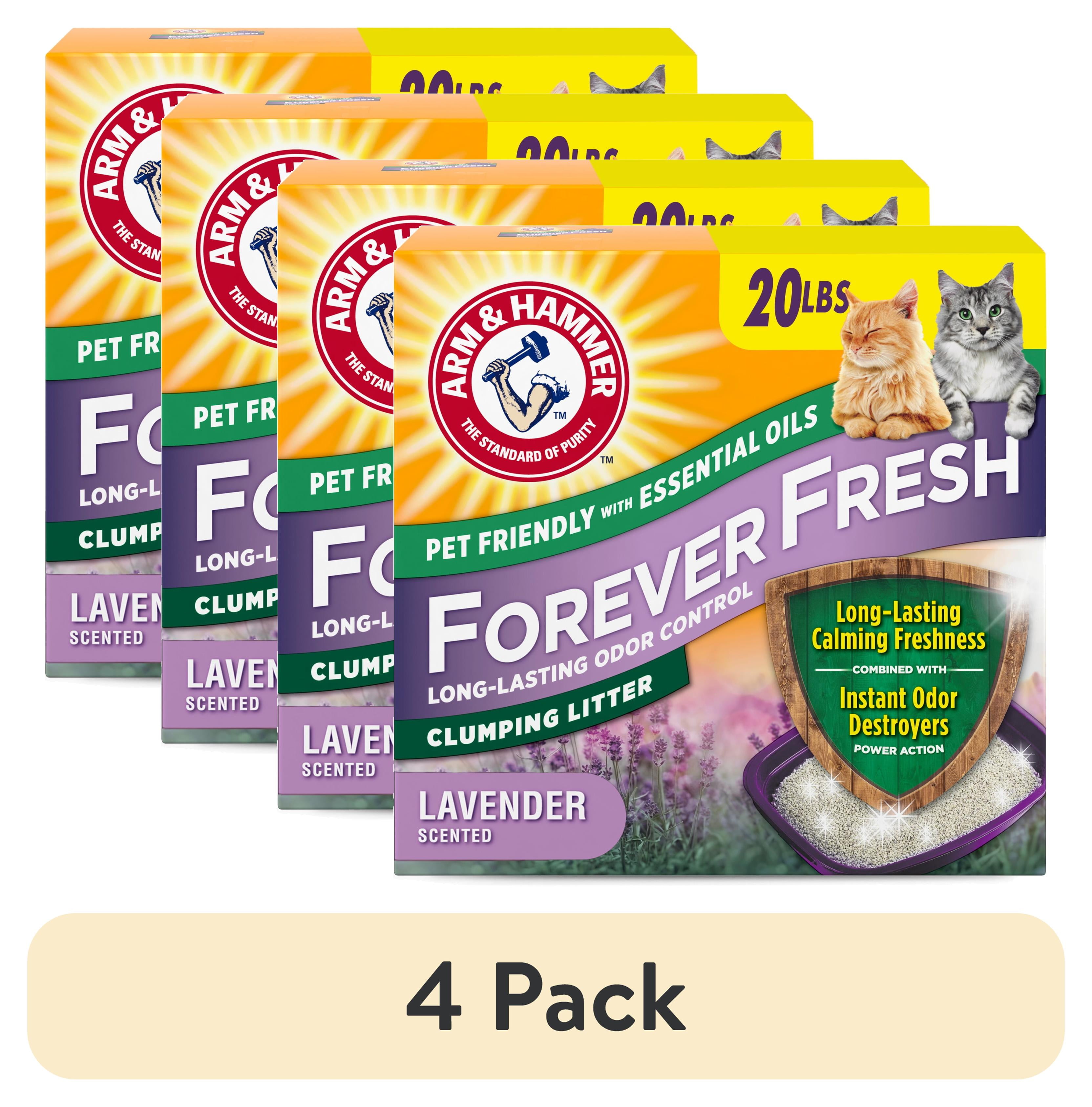 (4 pack) ARM & HAMMER Forever Fresh Clumping Cat Litter, Lavender ...