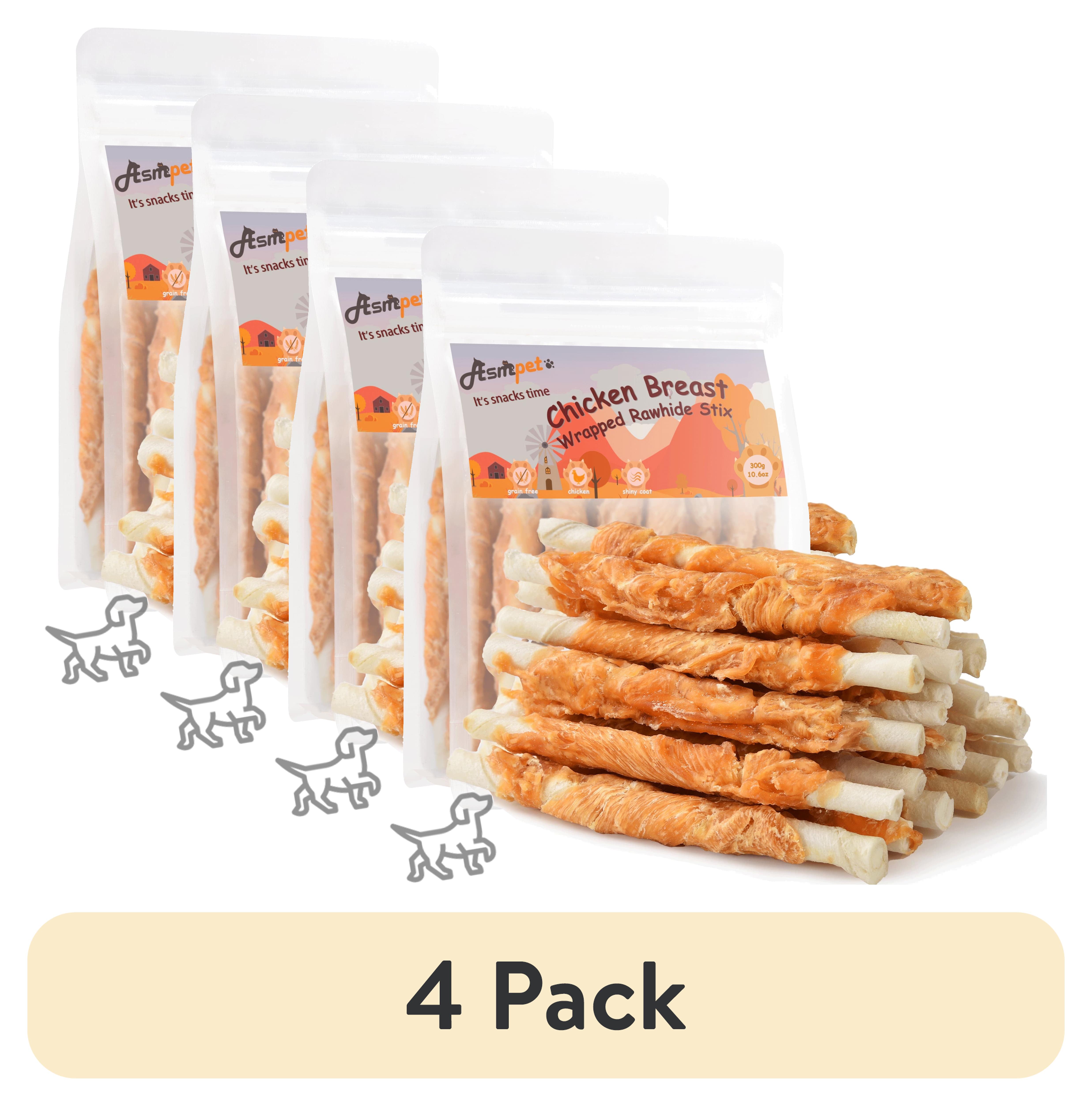 (4 pack) ASMPET Chicken Wrapped Rawhide Dog Treats, Long Lasting for ...