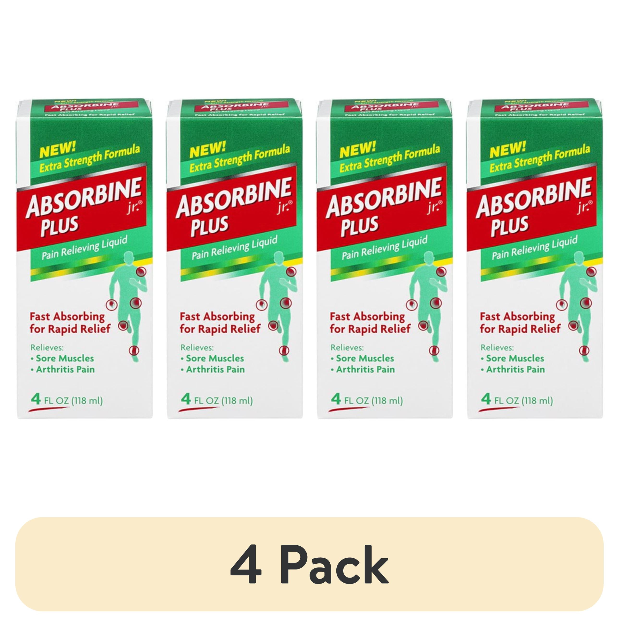 (4 pack) Absorbine Jr. Plus Extra Strength Pain Relieving Liquid 4 oz ...
