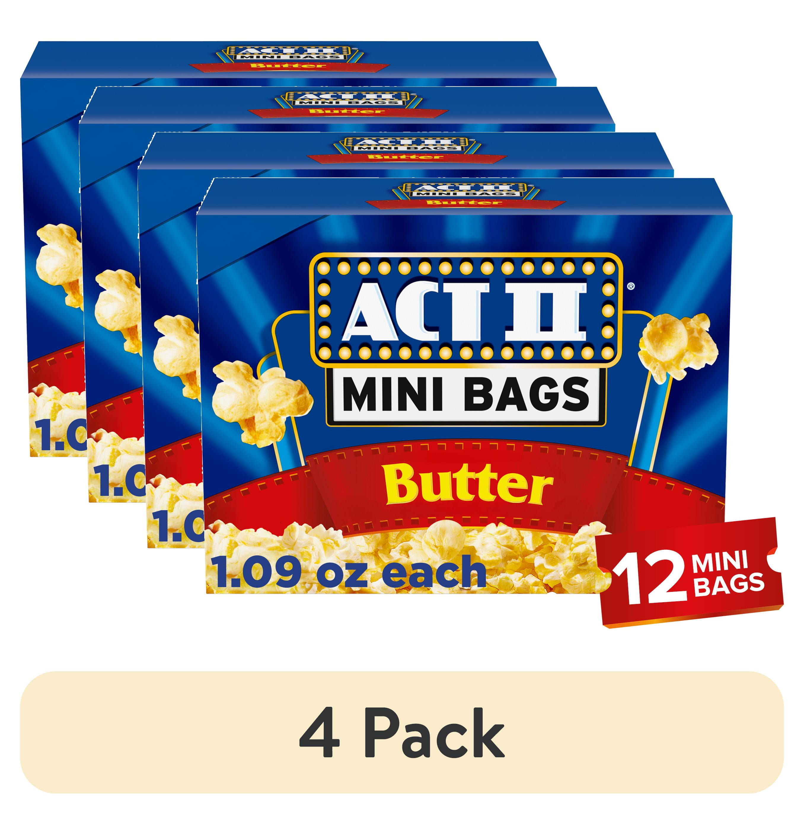 (4 pack) Act II Mini Bags Butter Microwave Popcorn, 1.09 oz., 12-Count ...