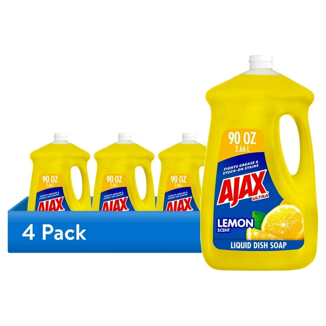 (4 pack) Ajax Ultra Liquid Dish Soap, Lemon Scent, Super Degreaser, 90 ...