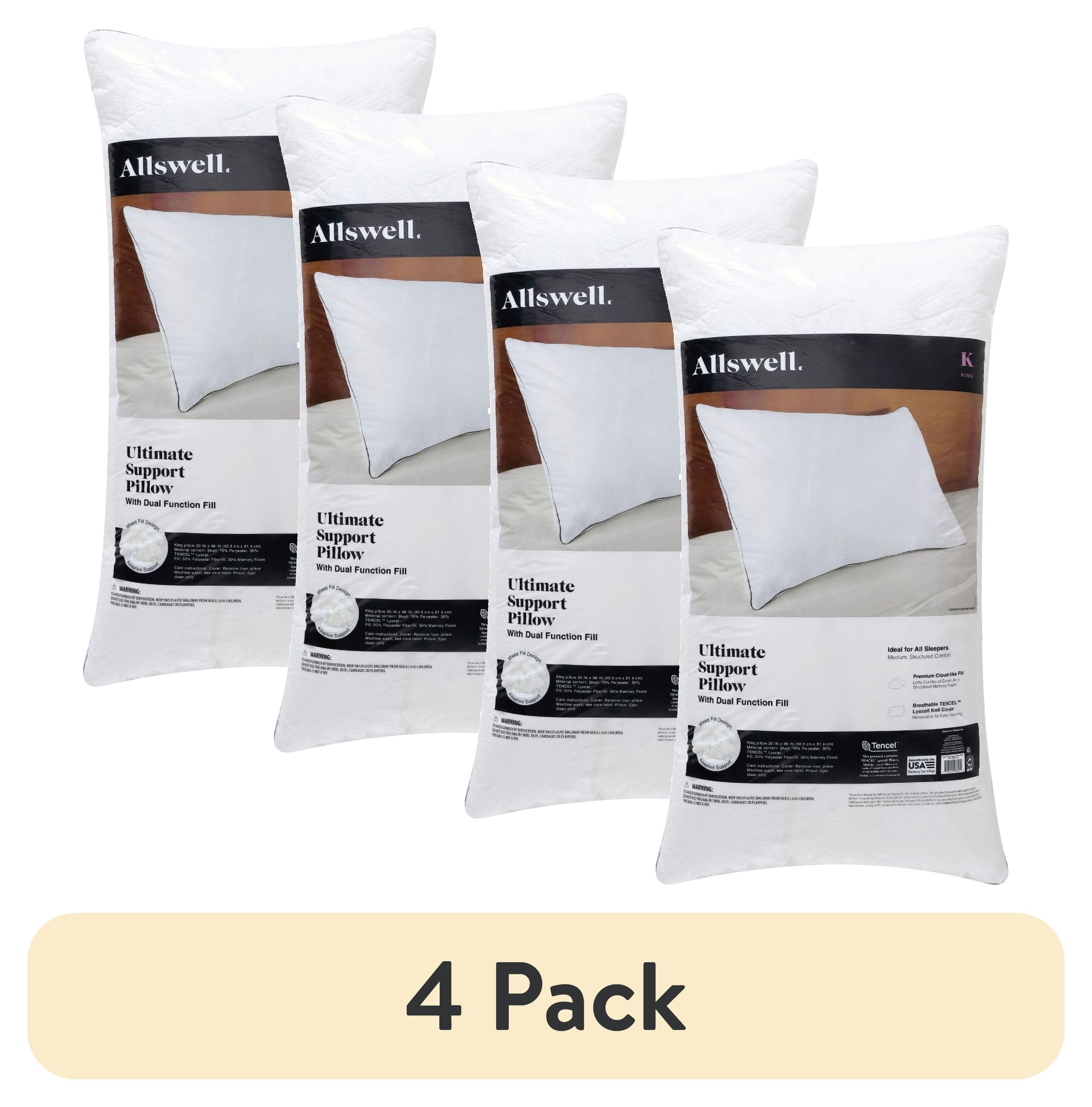 (4 pack) Allswell Ultimate Support Bed Pillow with Dual Function Fill ...