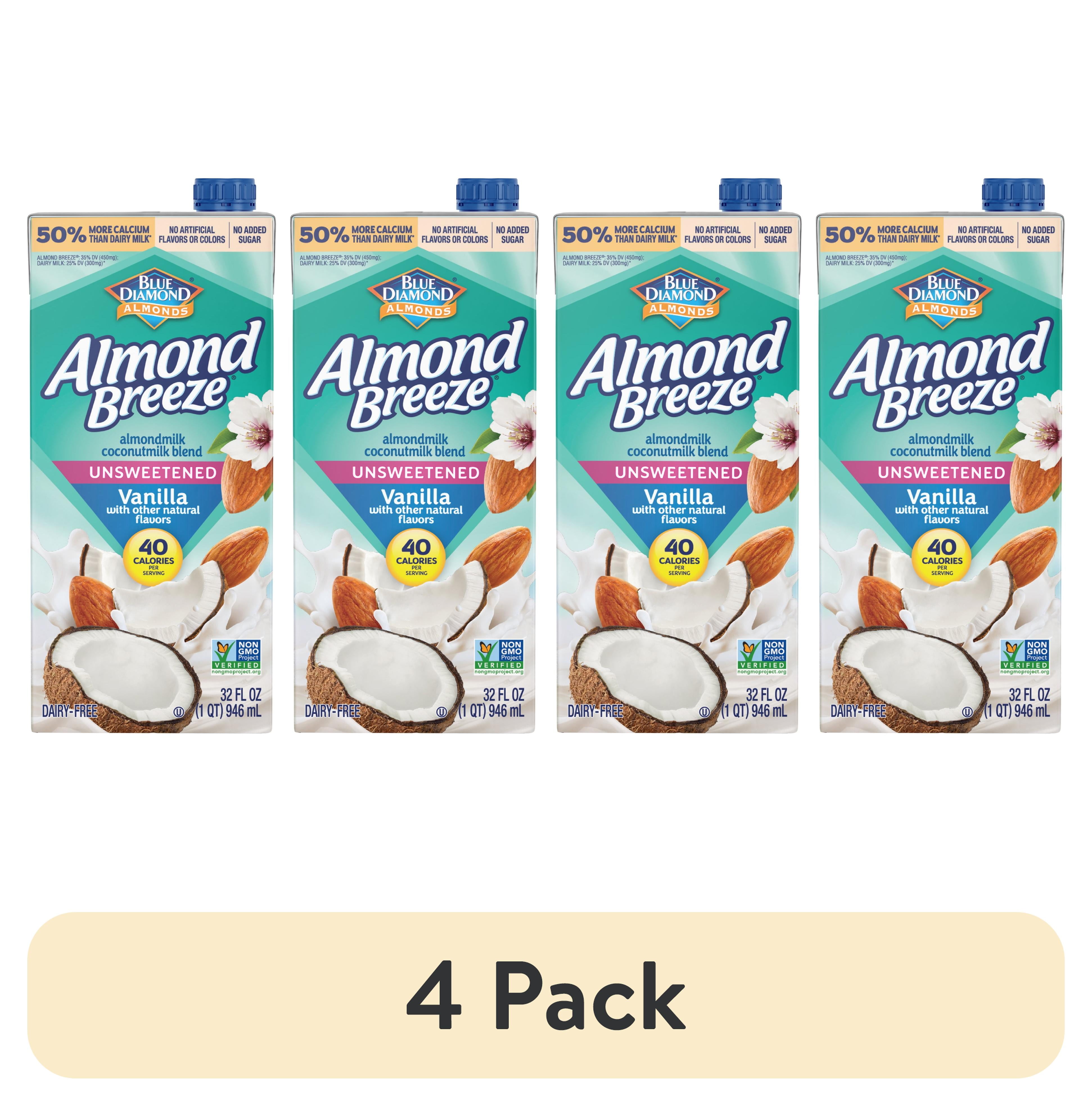(4 pack) Almond Breeze Unsweetened Coconut Vanilla Almondmilk, Non GMO, 32 oz, Shelf Stable ...