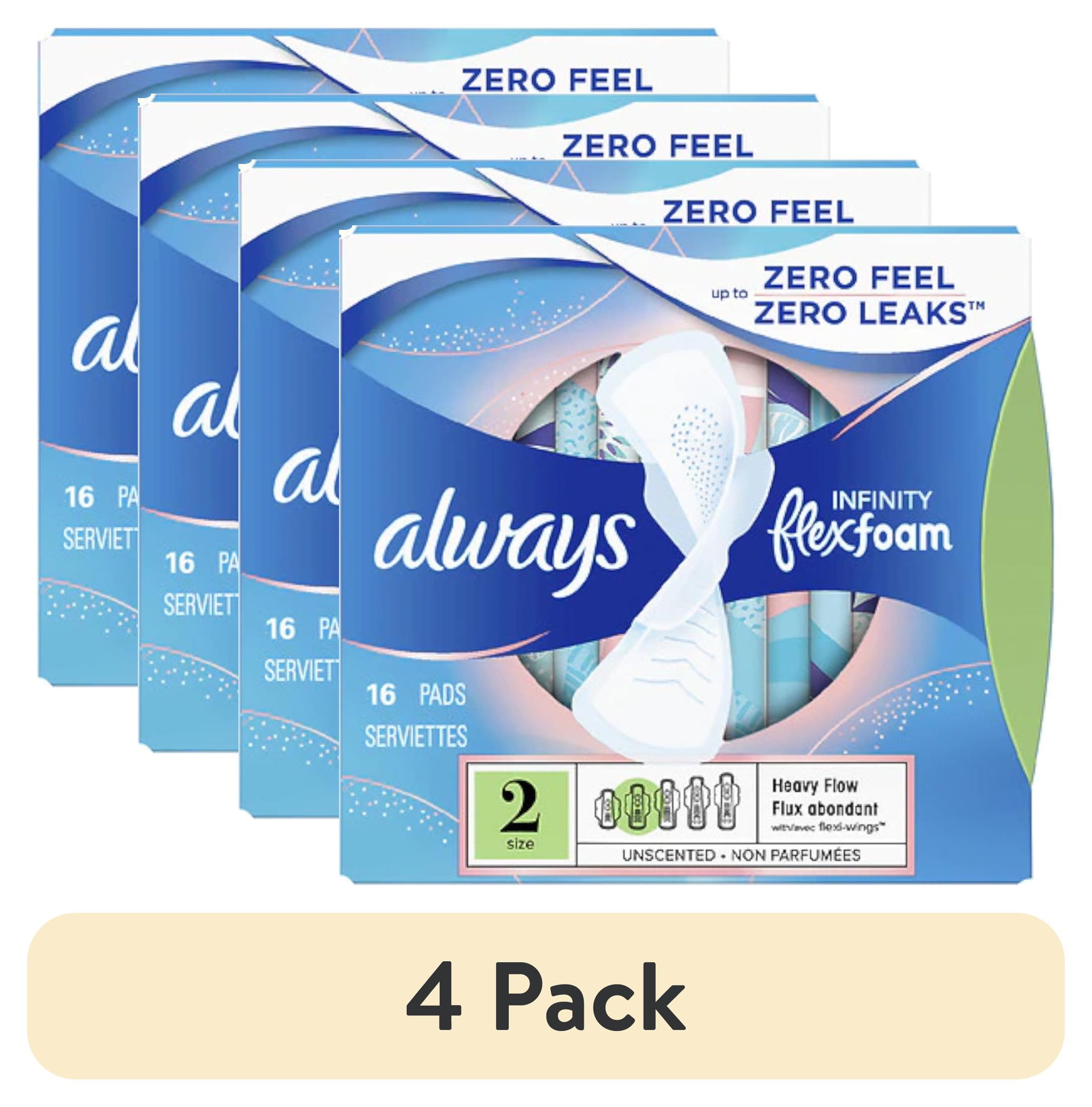 (4 pack) Always Infinity Pads with Flexi-Wings Unscented Heavy Flow 16 ...
