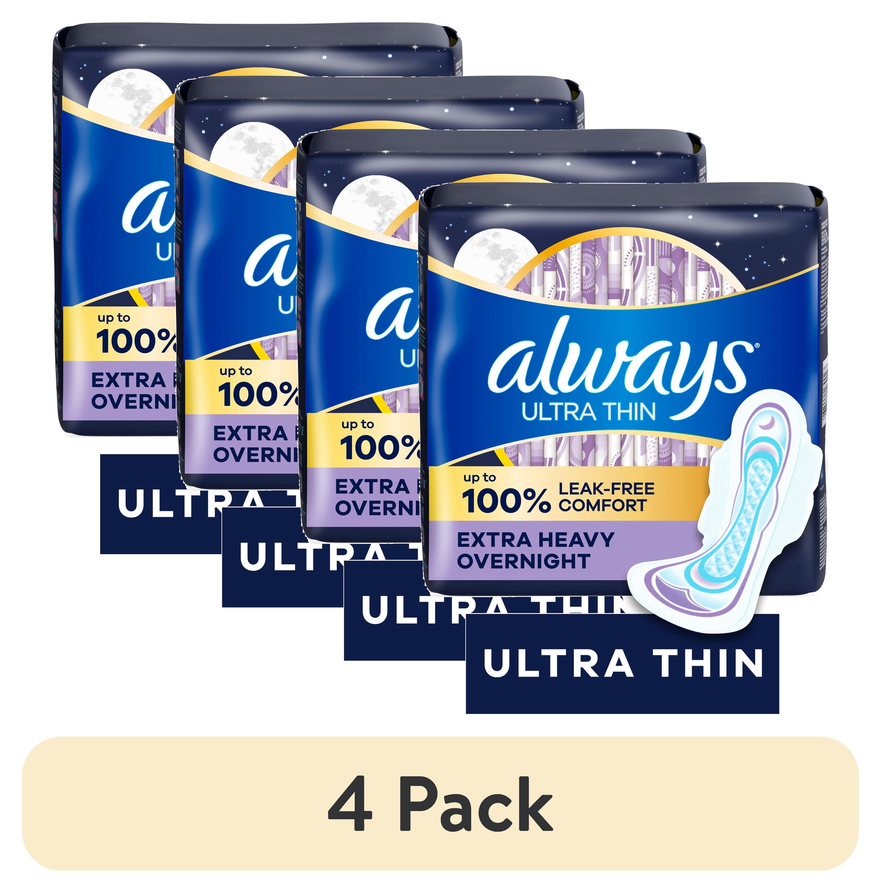 (4 pack) Always Ultra Thin Overnight Pads with Wings, Size 5, Extra ...