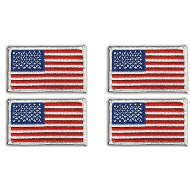 4 pack - American Flag Embroidered Patch white border USA - Sew On ...