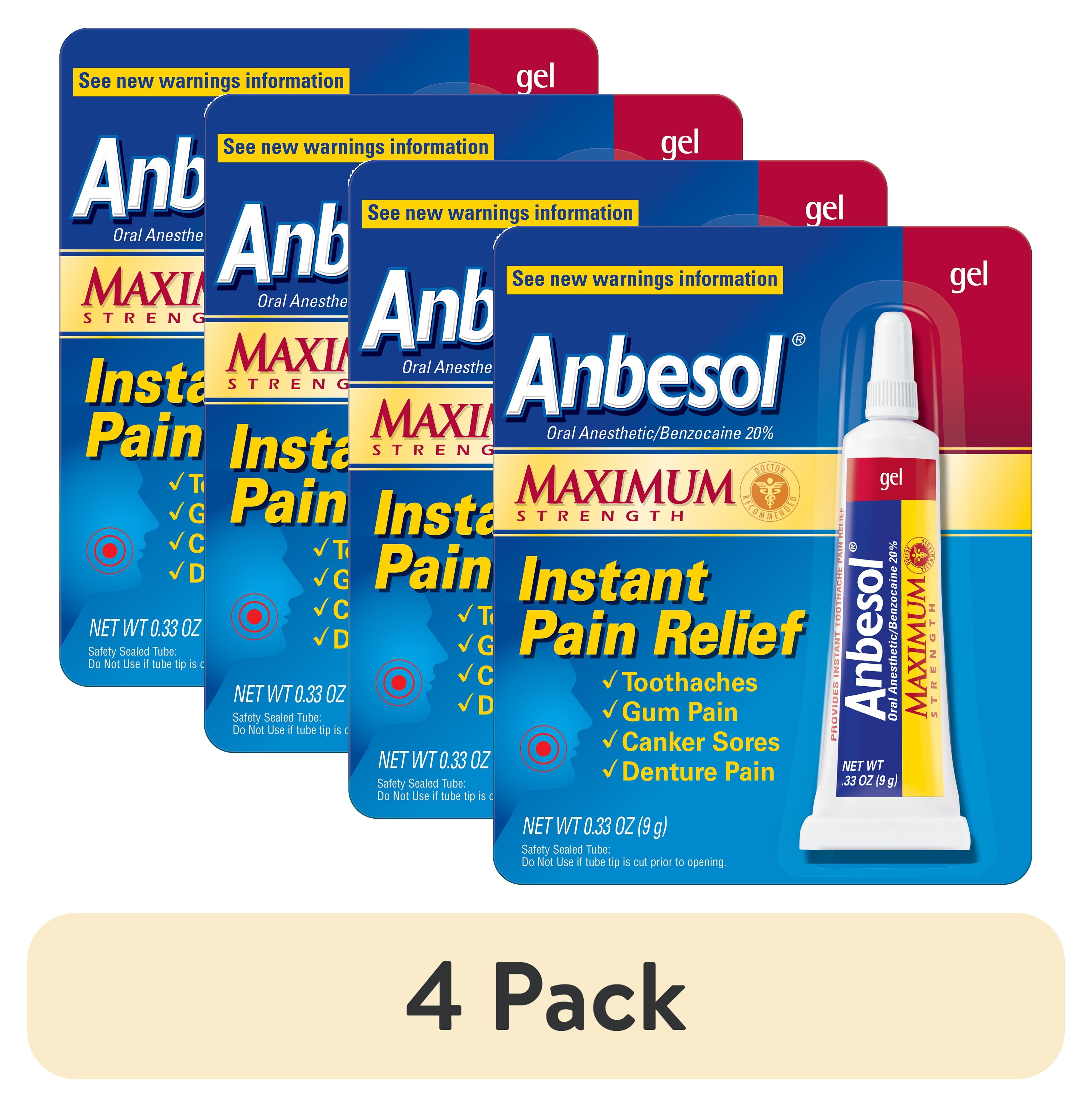 (4 pack) Anbesol Gel Maximum Strength 0.33 oz - Walmart.com