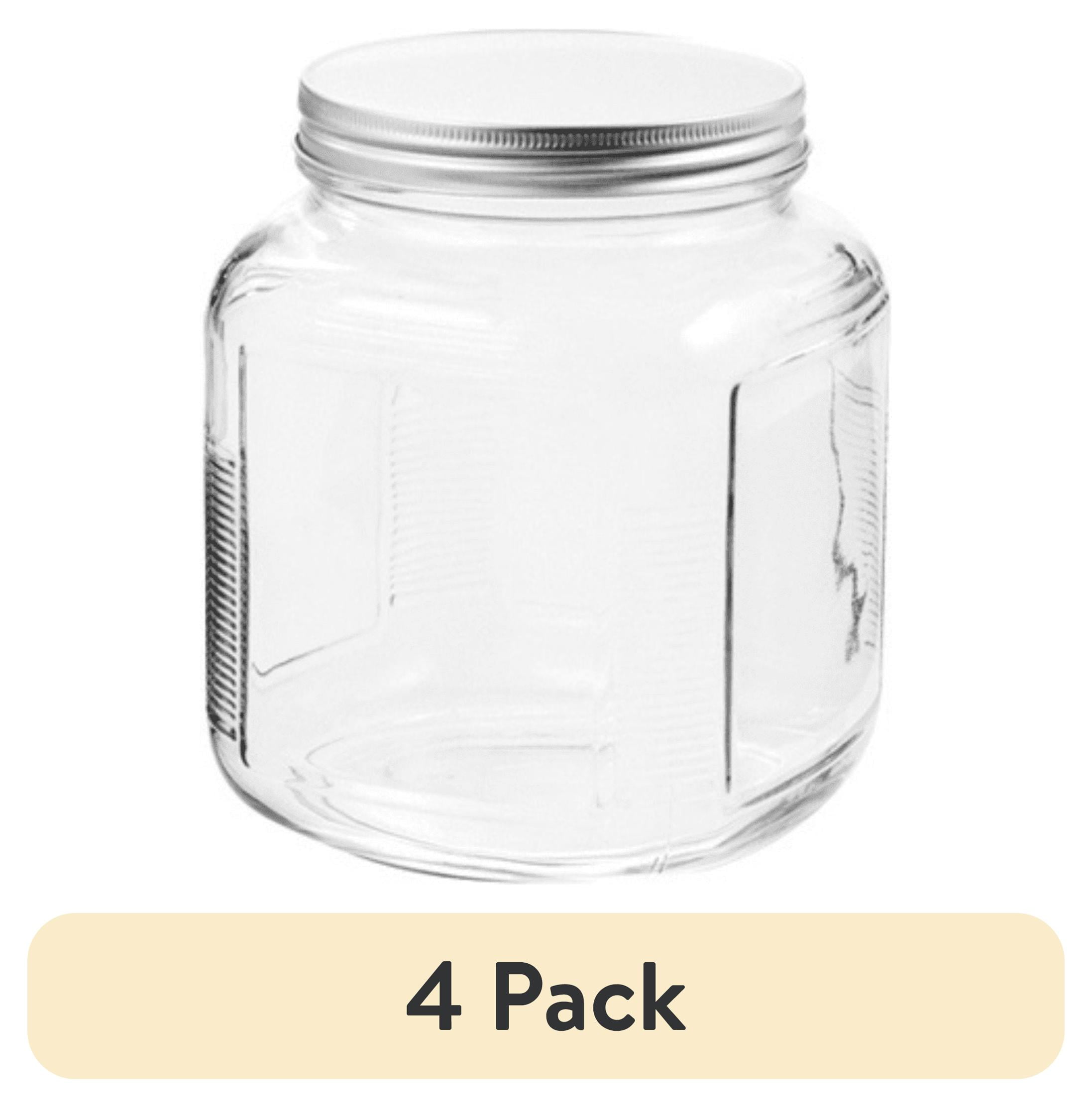 (4 pack) Anchor Hocking Glass 1 Quart Cracker Jar with Brushed Aluminum ...