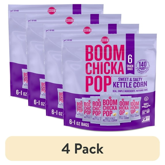 (4 pack) Angie's BOOMCHICKAPOP Sweet & Salty Kettle Corn, 1 oz Pre ...