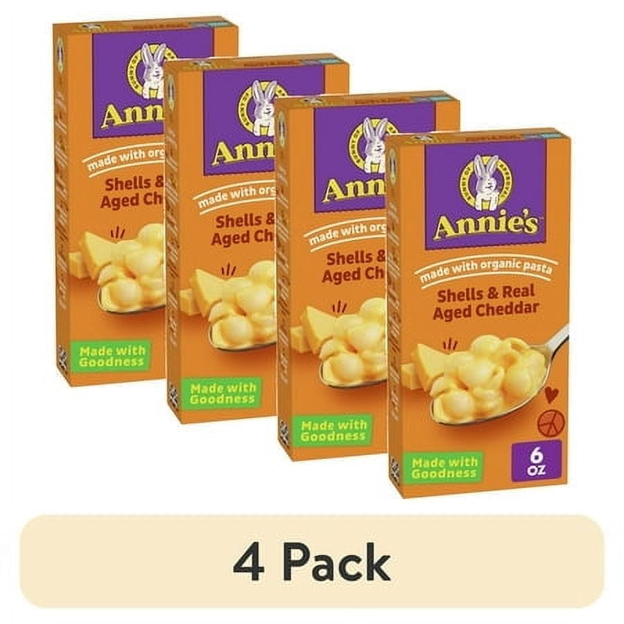 (4 pack) Annie's Shells and Real Aged Cheddar Mac and Cheese with ...