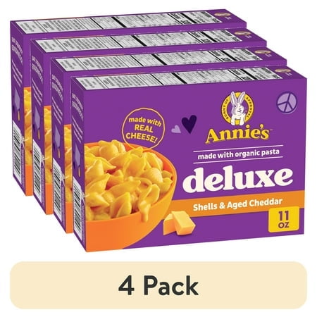 (4 pack) Annie's Deluxe Shells and Aged Cheddar, Pasta and Cheese Sauce ...