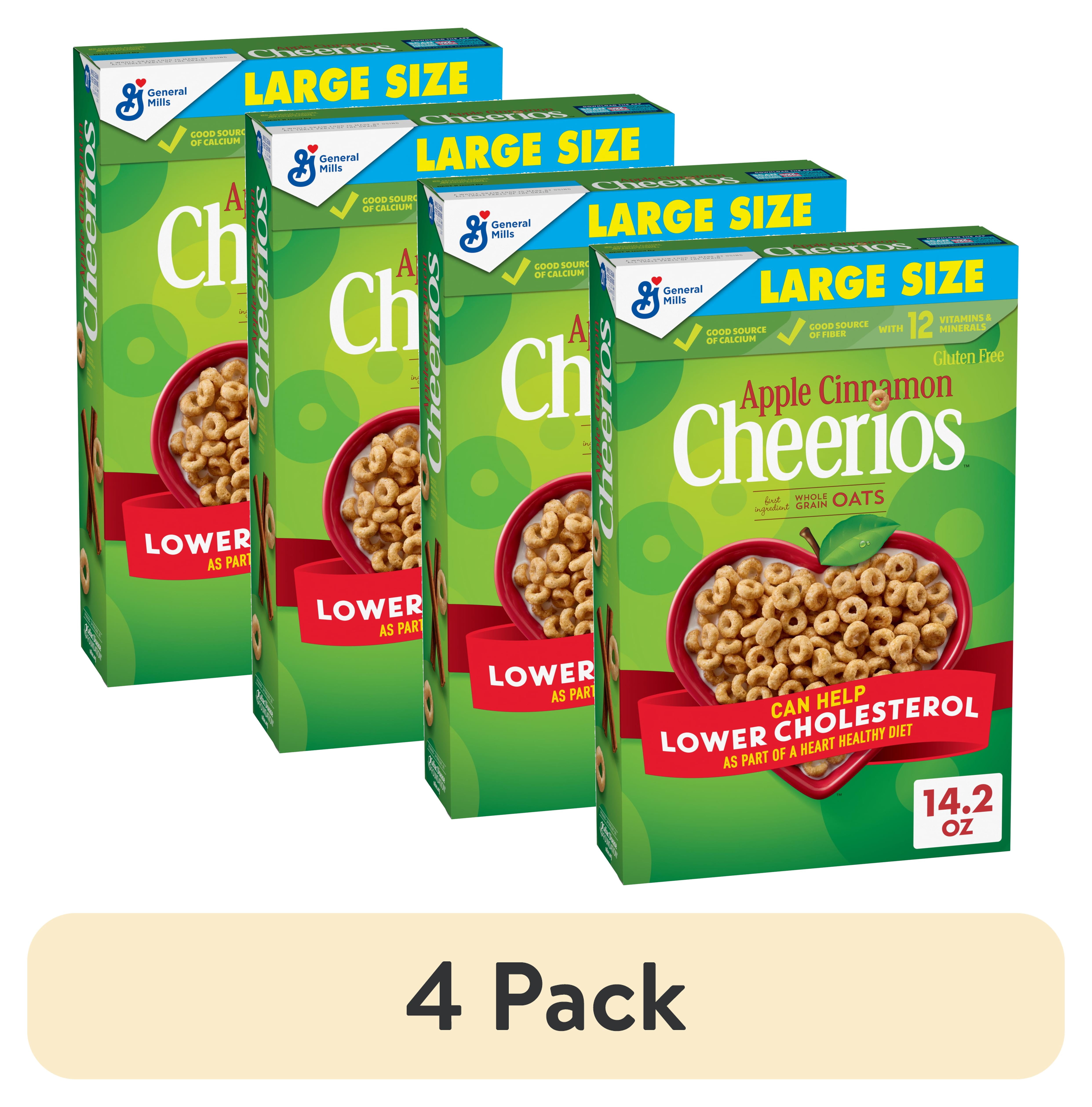 (4 pack) Cheerios Apple Cinnamon Cheerios Breakfast Cereal, 14.2 oz ...