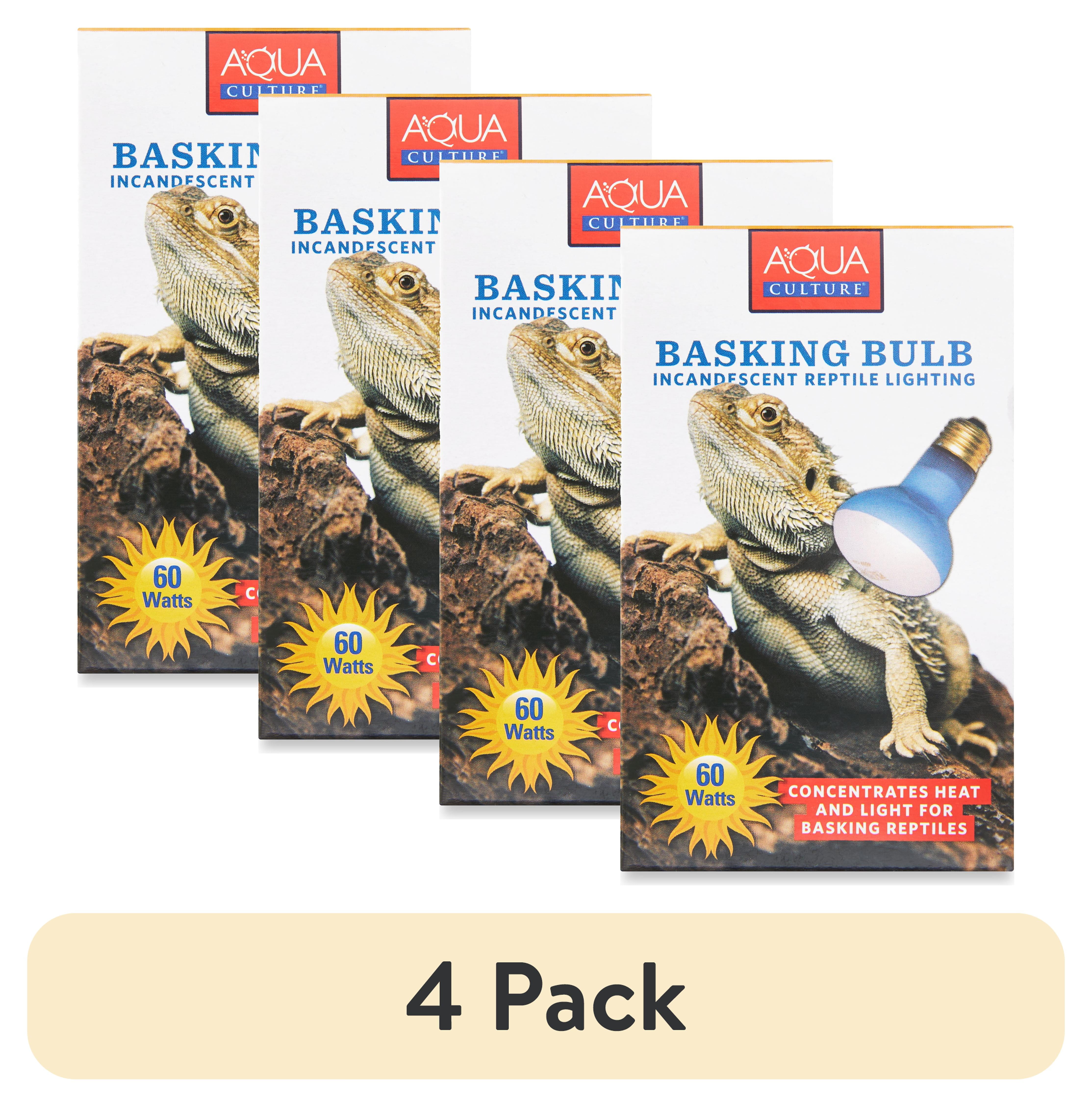 (4 pack) Aqua Culture Basking Bulb Incandescent Reptile Lighting, 60 ...
