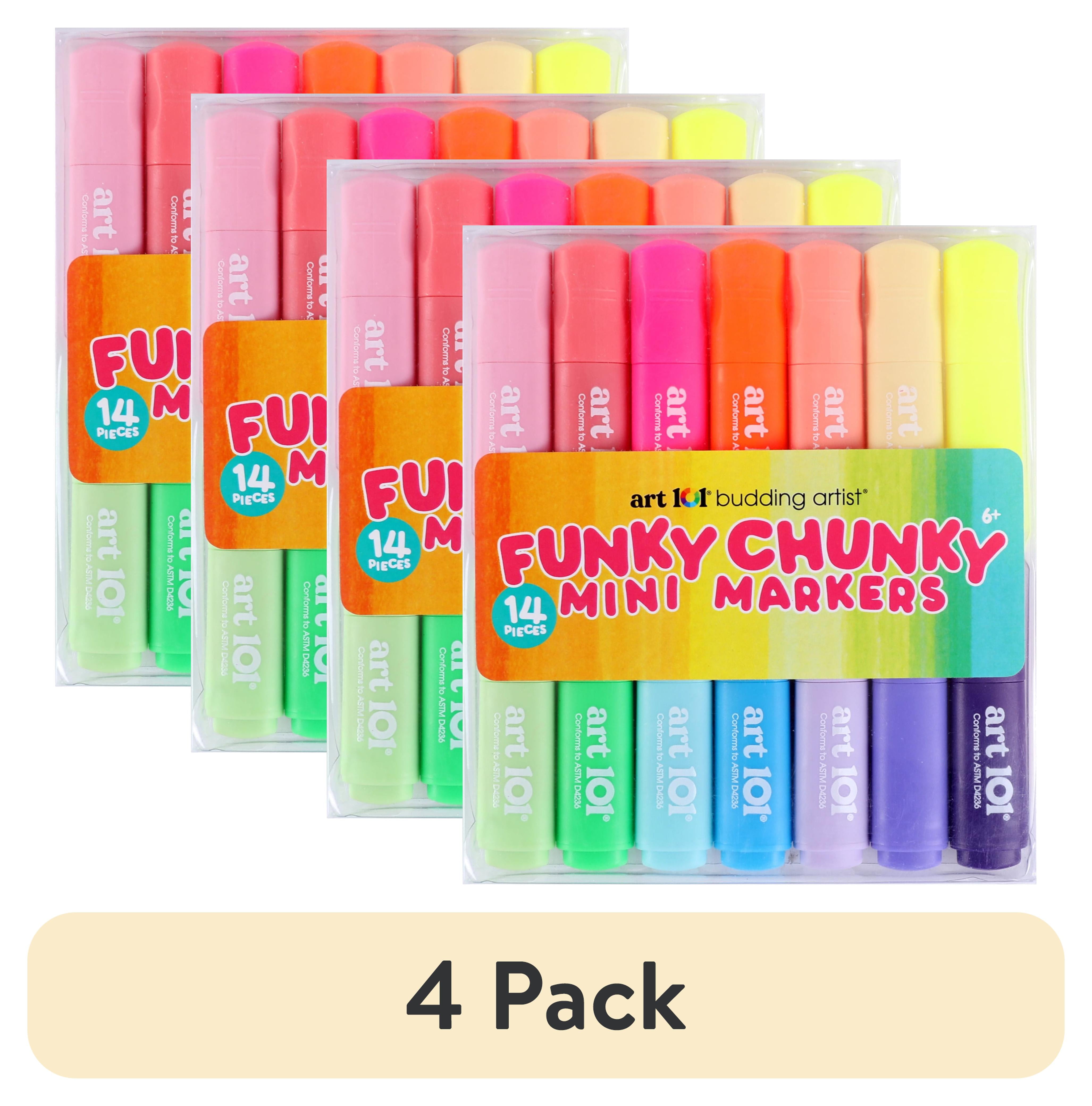 (4 pack) Art 101 Creative Tools Funky Chunky Mini Markers, Coloring Set ...