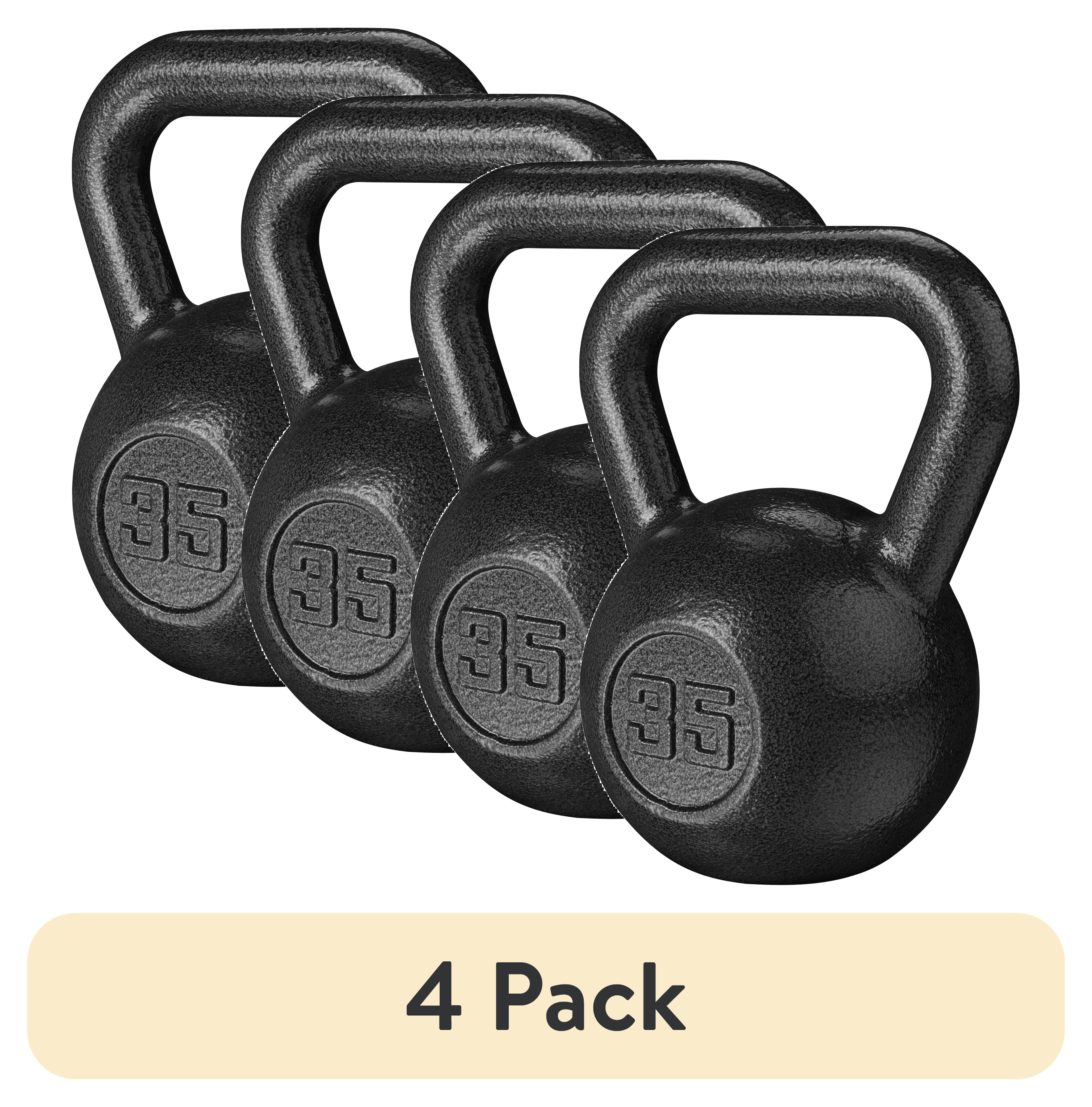 (4 pack) Athletic Works 35lb Kettlebell, Casting Iron, Durable Black ...