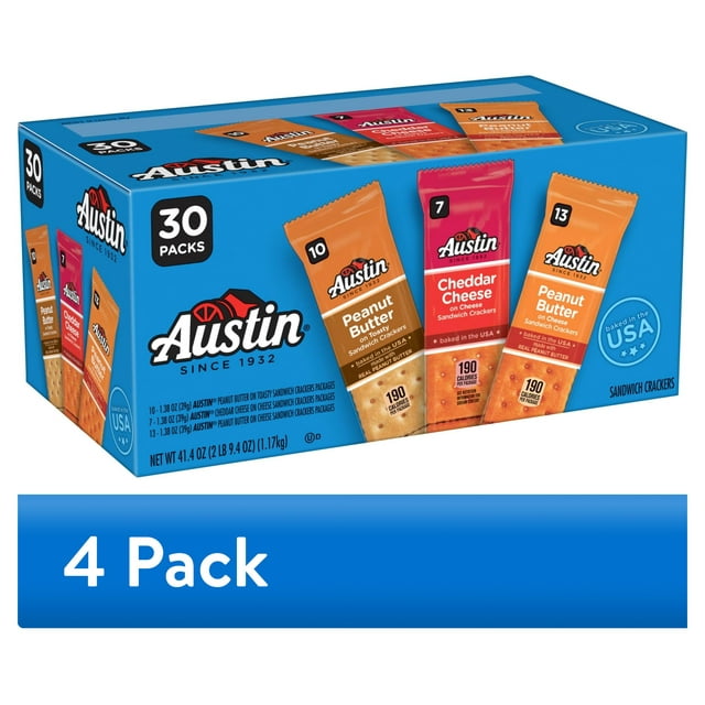 (4 pack) Austin Variety Pack Sandwich Crackers, Single Serve Snack ...