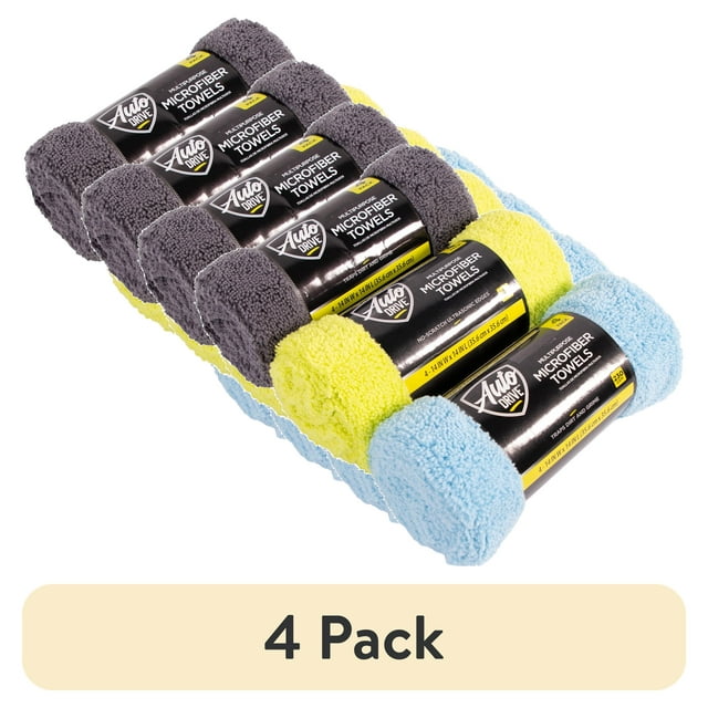 Auto Drive Multi-Purpose Microfiber Towels 4 Pack, Lint Free, Absorbent ...