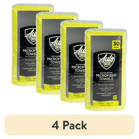 (4 pack) Auto Drive 14" x 14" Multipurpose Microfiber Towels, 30 pack ...
