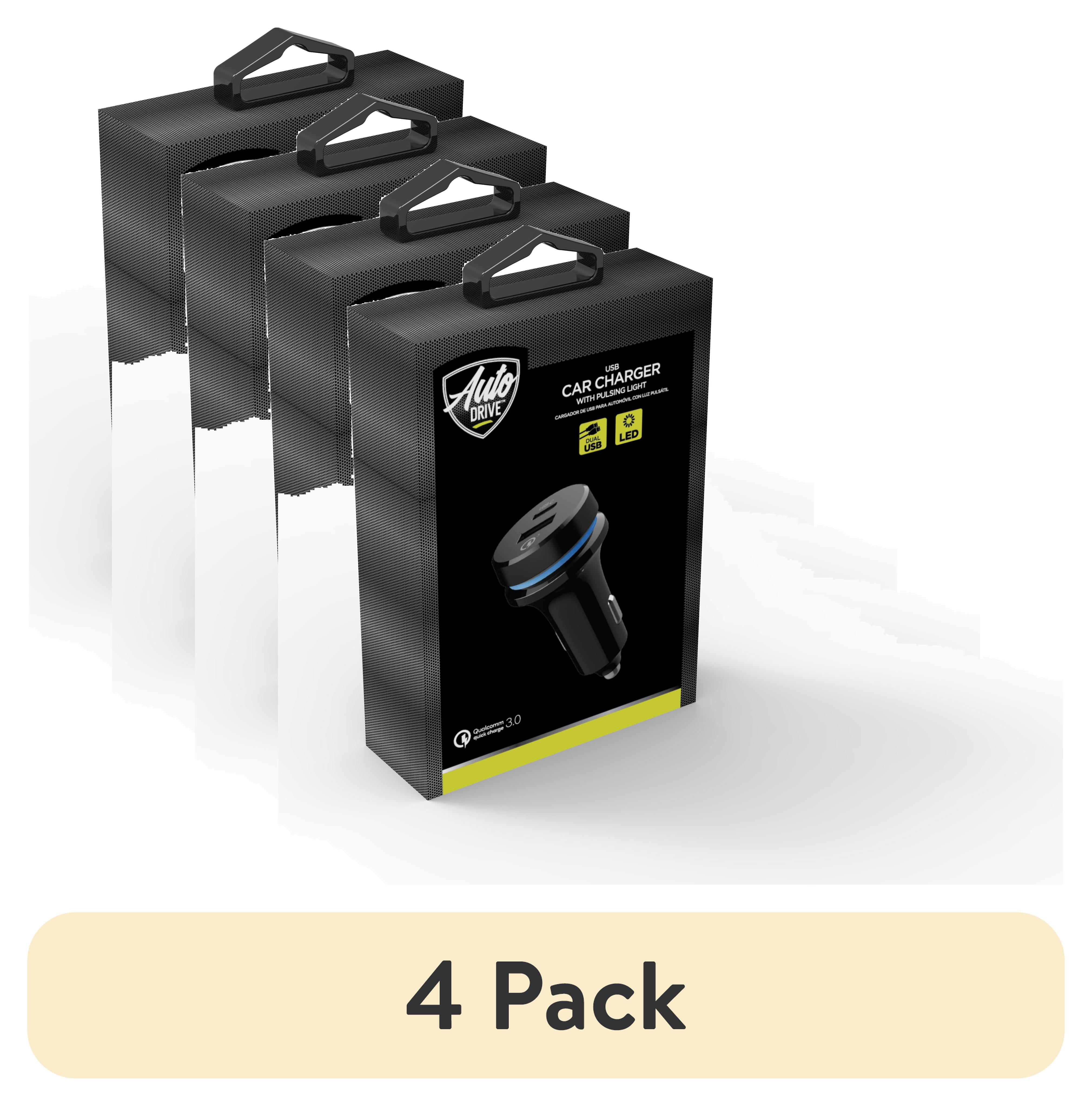 (4 pack) Auto Drive Quick Charge 3.0 Car Charger with Blue and Red ...