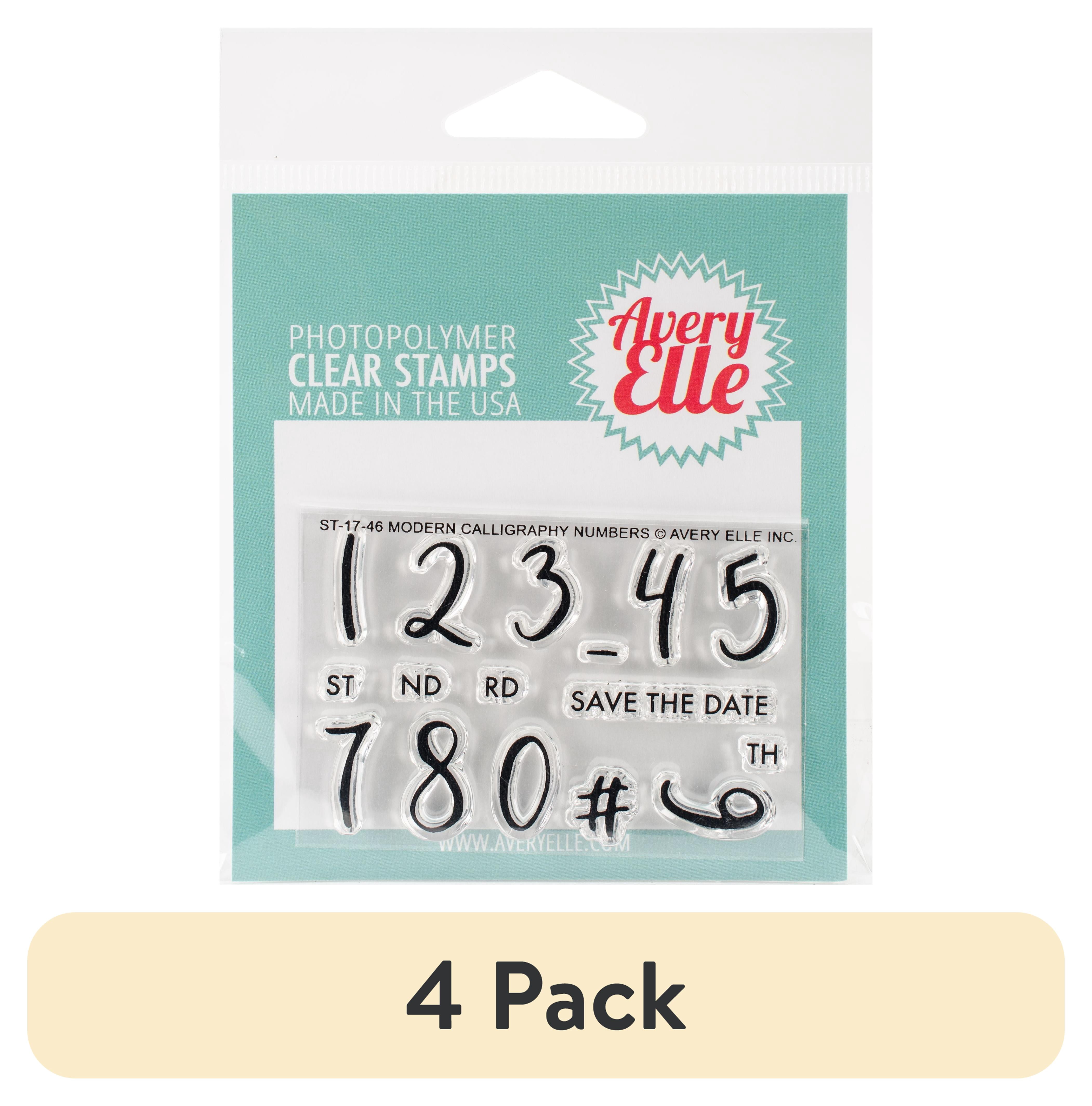(4 pack) Avery Elle Clear Stamp Set 2"X3"-Modern Calligraphy Numbers ...