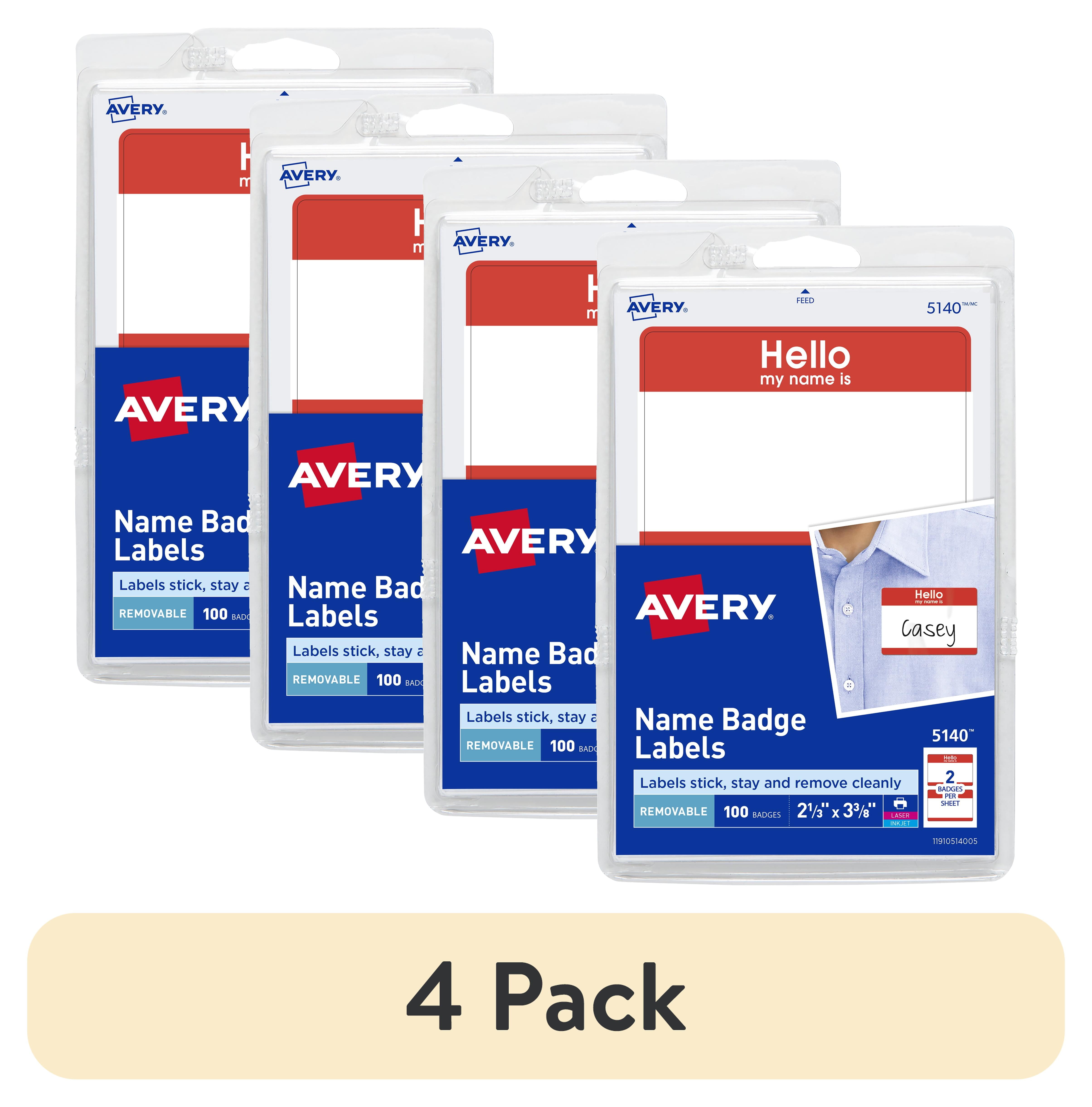(4 pack) Avery Hello My Name Is Name Tags, Red Border, 100 Badges ...