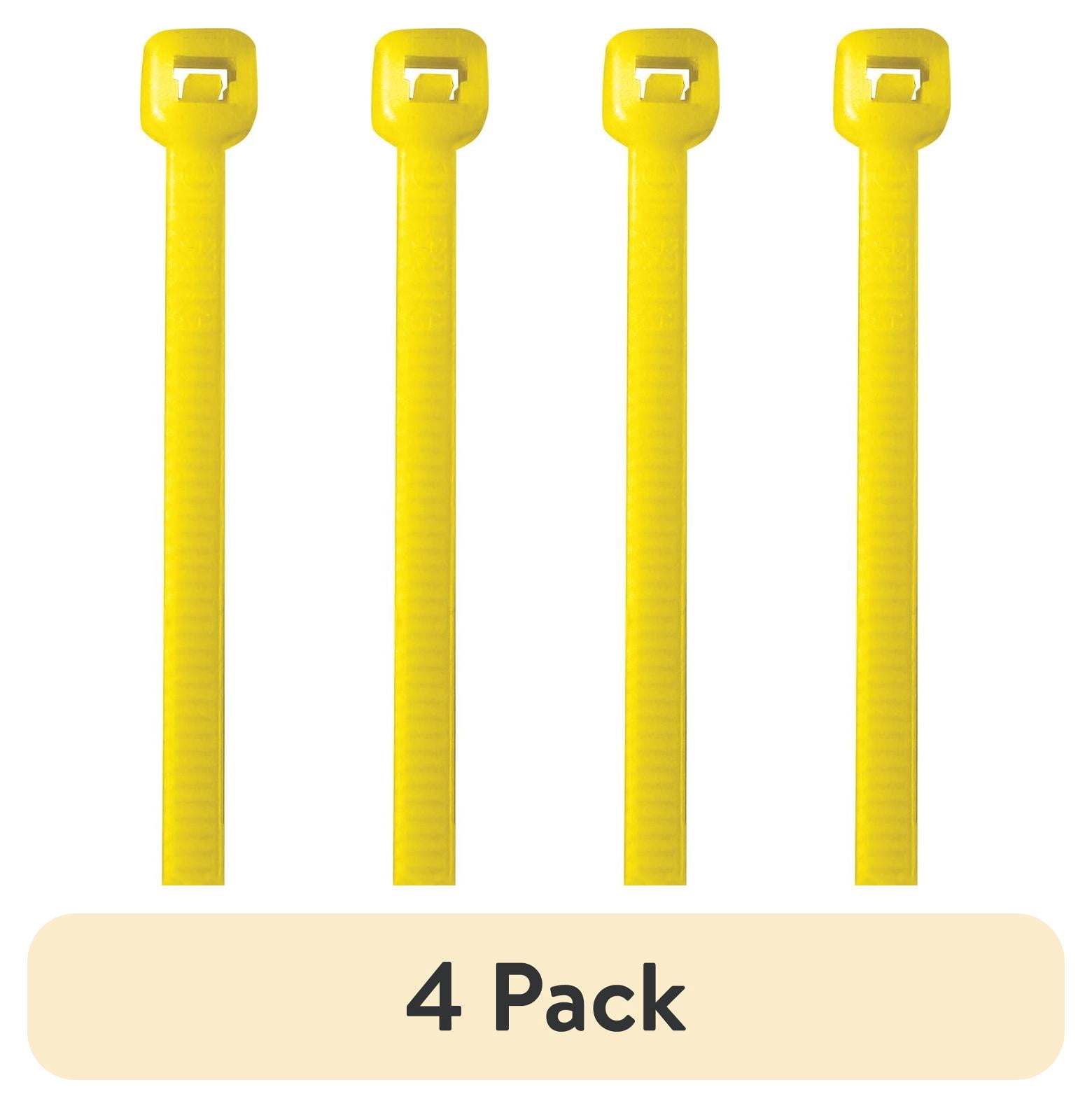 (4 pack) Aviditi Nylon Cable Tie, 4" L x 3/32" W, Yellow, Case of 1000 ...