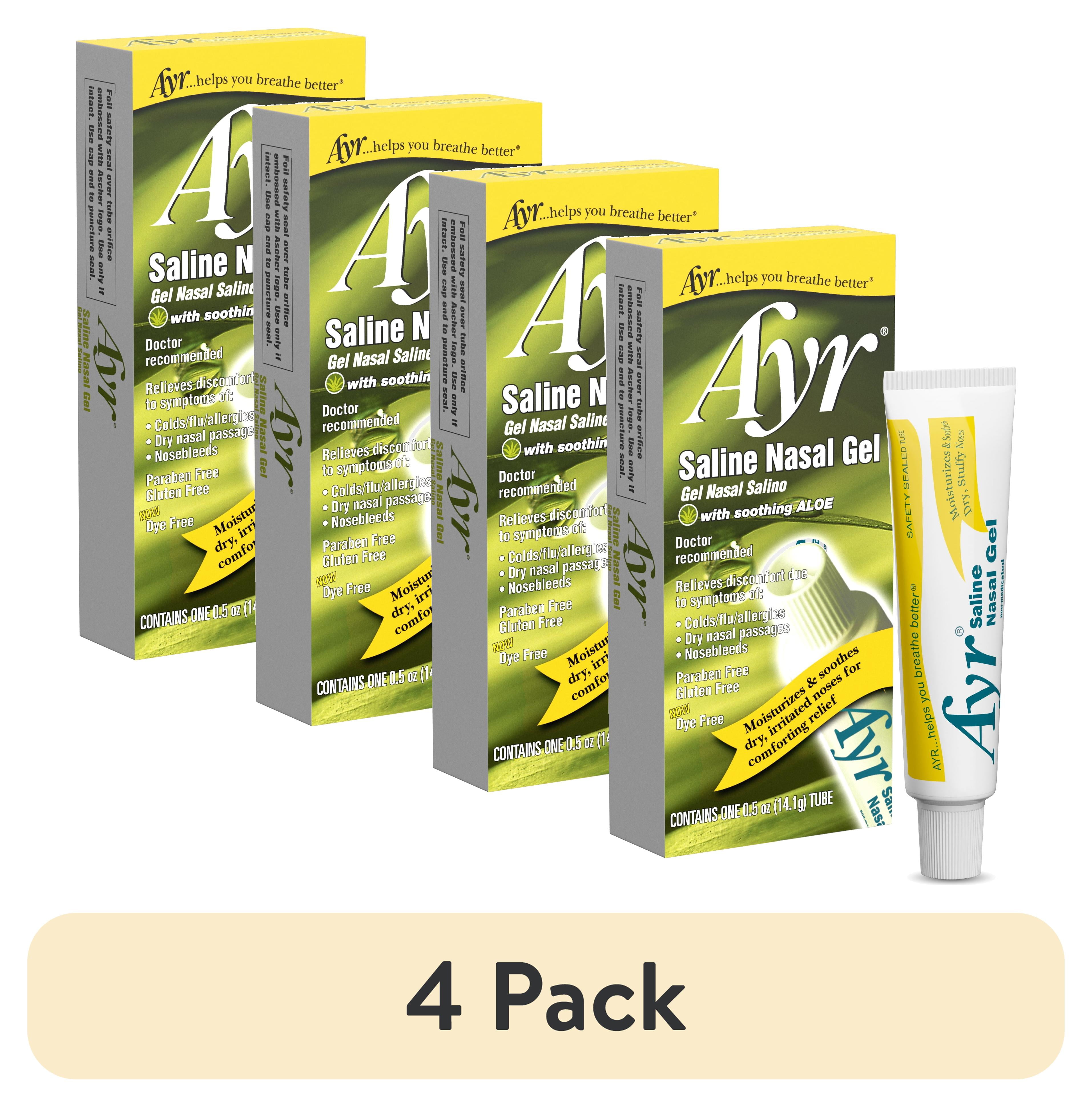 (4 pack) Ayr Saline Nasal Gel with Soothing Aloe, For Dry Noses, 0.5 oz ...