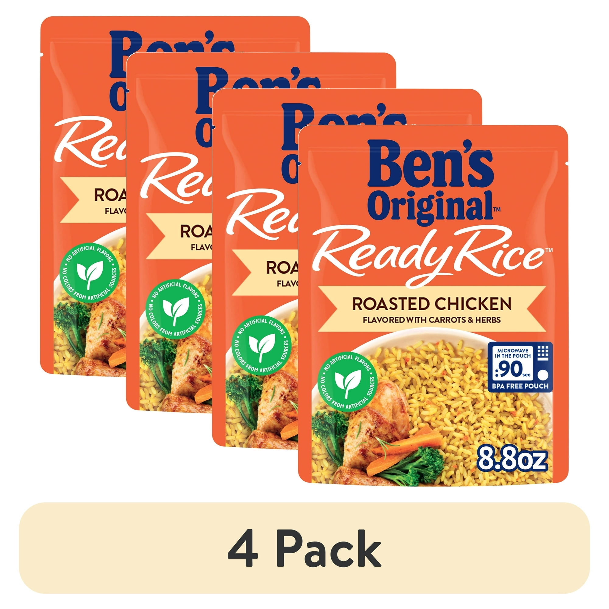 (4 pack) BEN'S ORIGINAL™ READY RICE™, Roasted Chicken, 8.8 oz. pouch ...