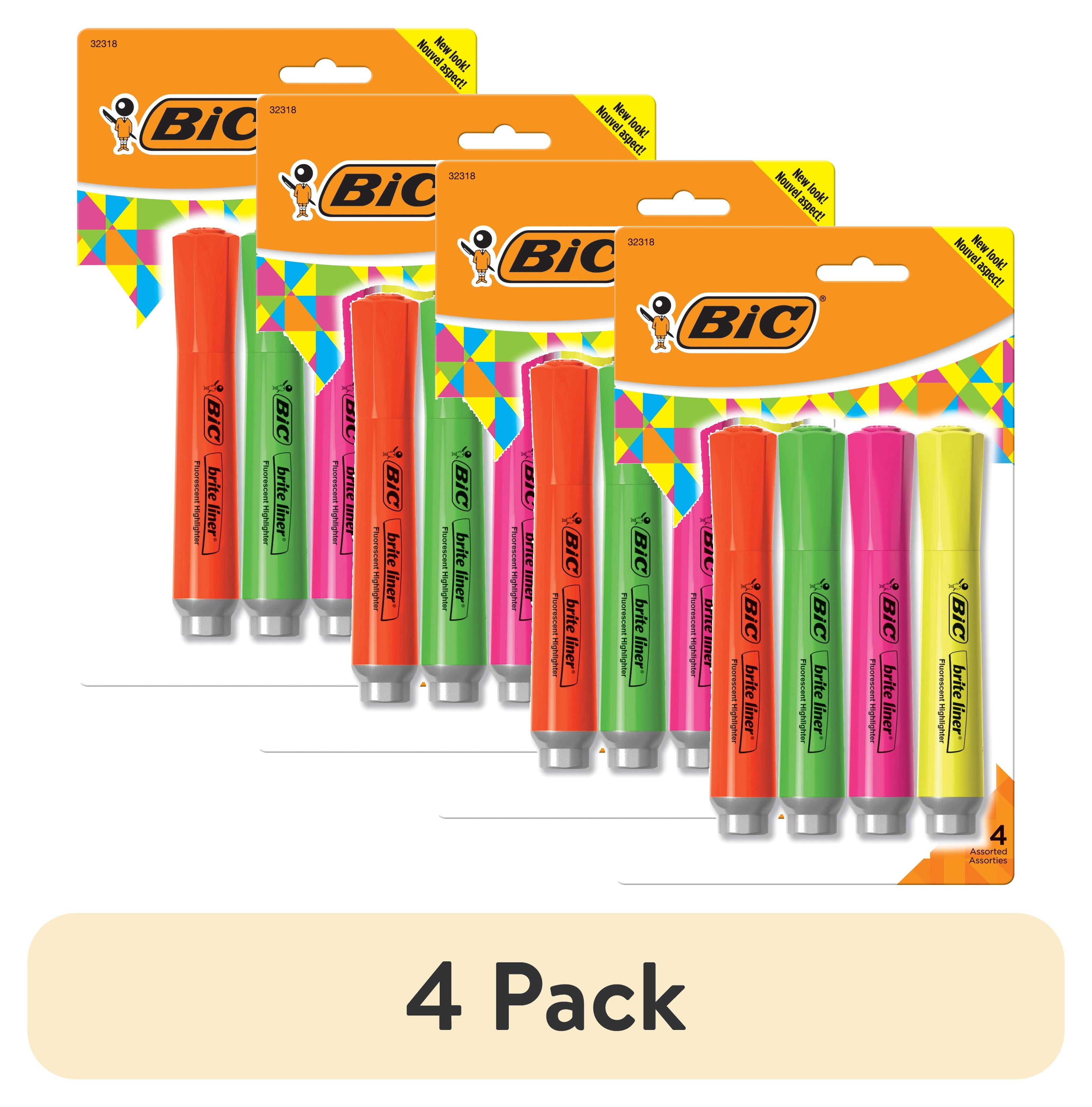(4 pack) BIC Brite Liner Highlighter, Chisel Point, Assorted Colors, 4 ...