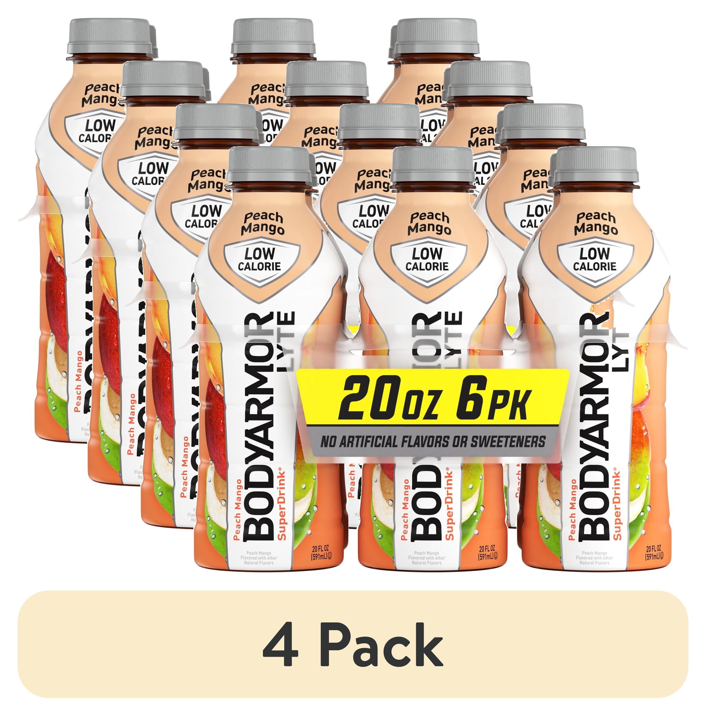 (4 pack) BODYARMOR Lyte Peach Mango Electrolyte Sports Drink, 20 fl oz ...