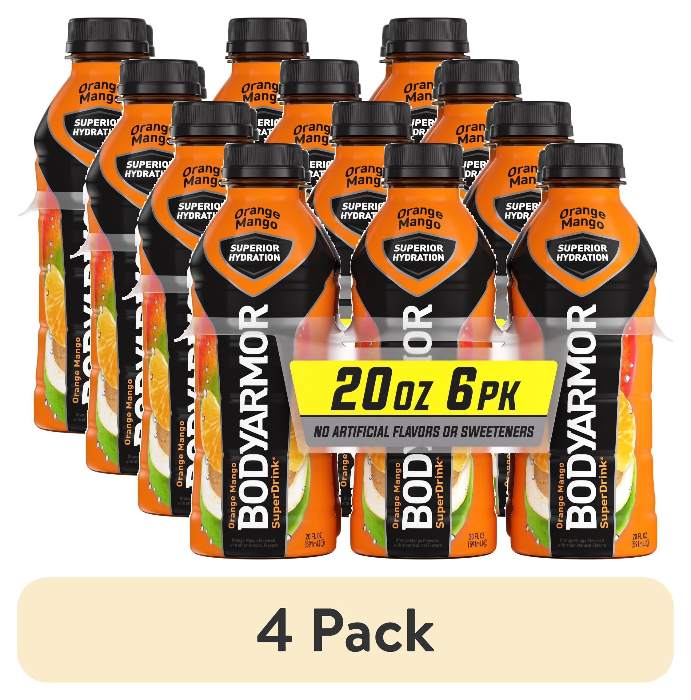 (4 pack) BODYARMOR Orange Mango Electrolyte Sports Drink, 20 fl oz, 6 ...