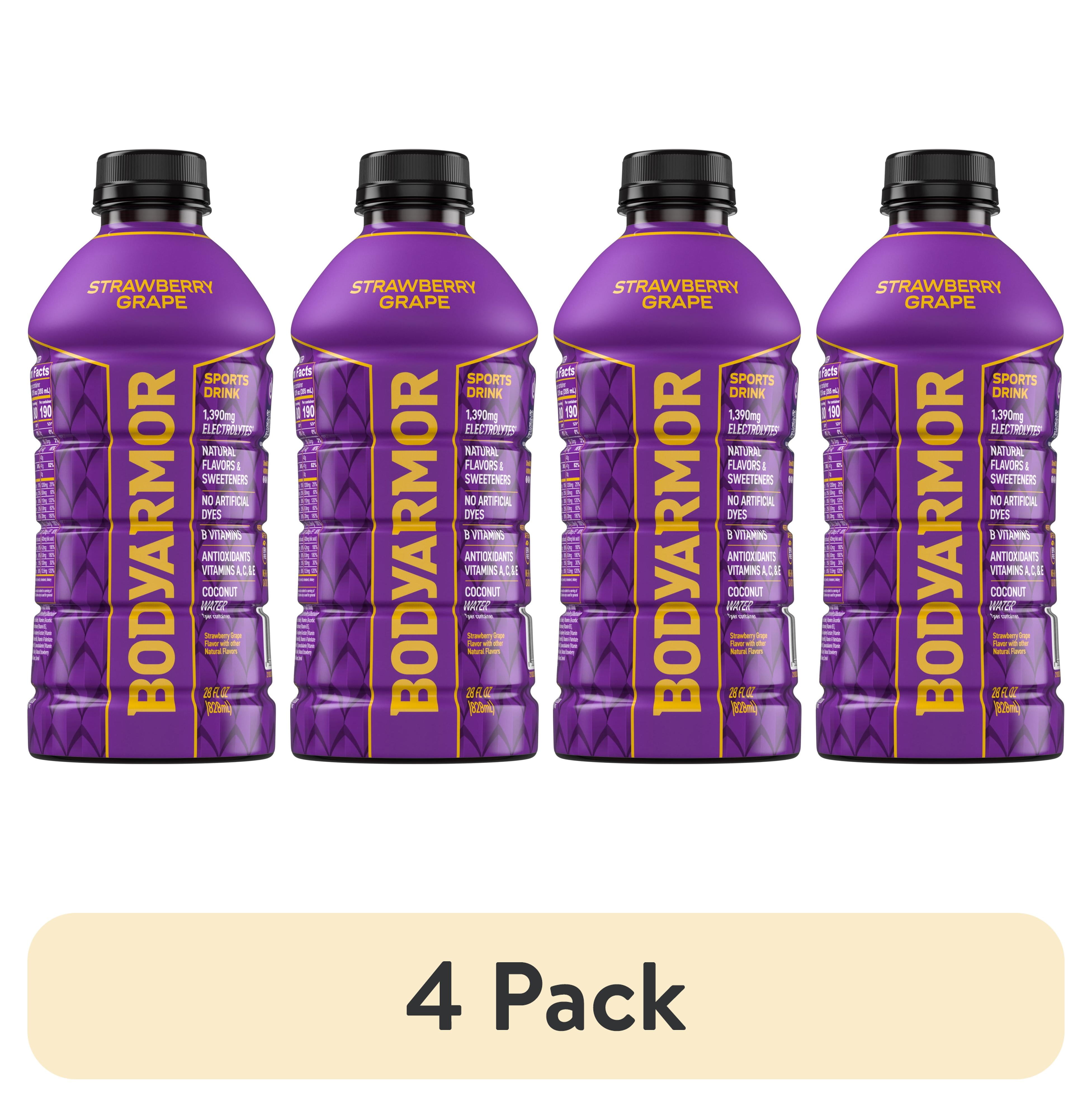 (4 pack) BODYARMOR Strawberry Grape Electrolyte Sports Drink Bottle, 28 ...