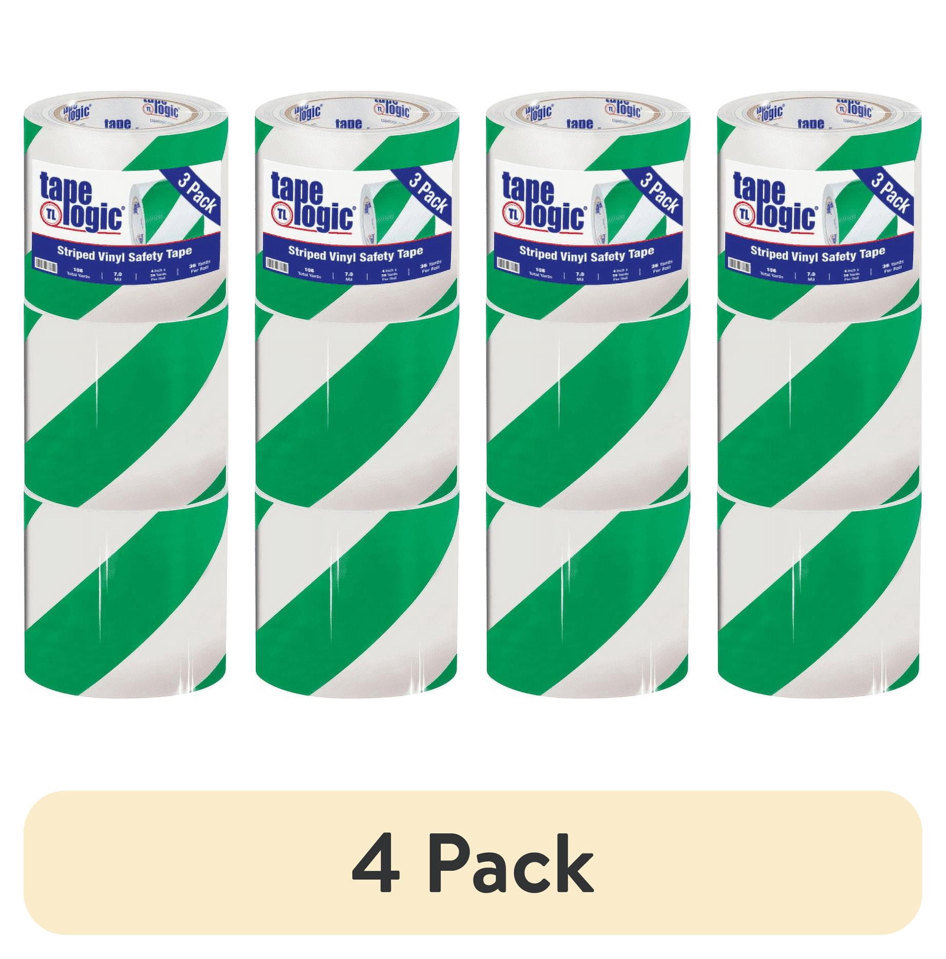 (4 pack) BOX Packaging Striped Vinyl Tape, 3" Core, 4" x 36 Yd., Green ...