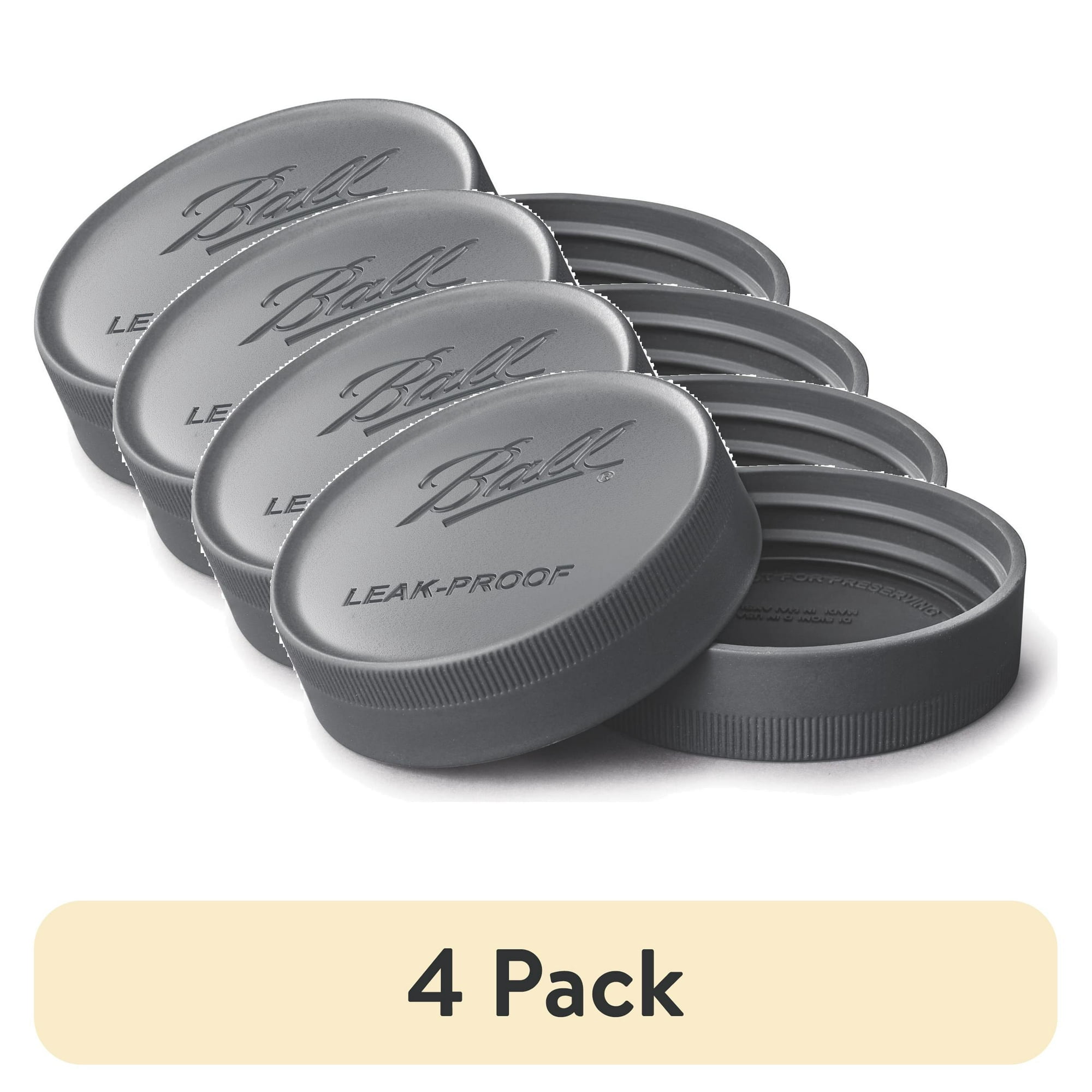 (4 pack) Ball 6-Pack Leakproof Plastic Mason Jar Lids - Wide Mouth, One ...
