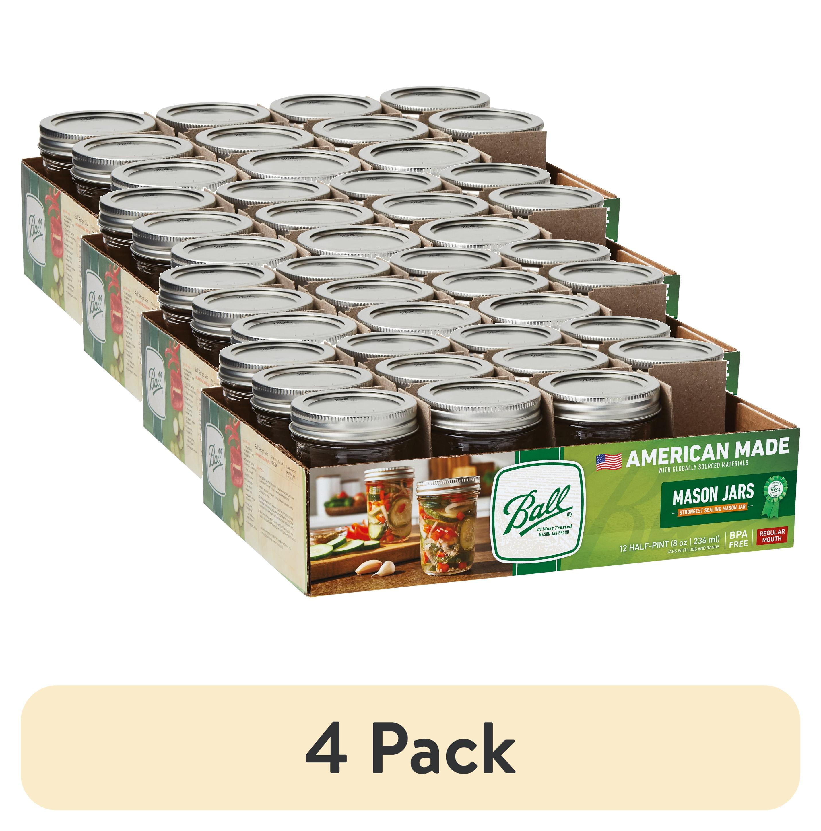 (4 pack) Ball 8 oz Mason Jars Regular Mouth 12pk, Half Pint Canning ...