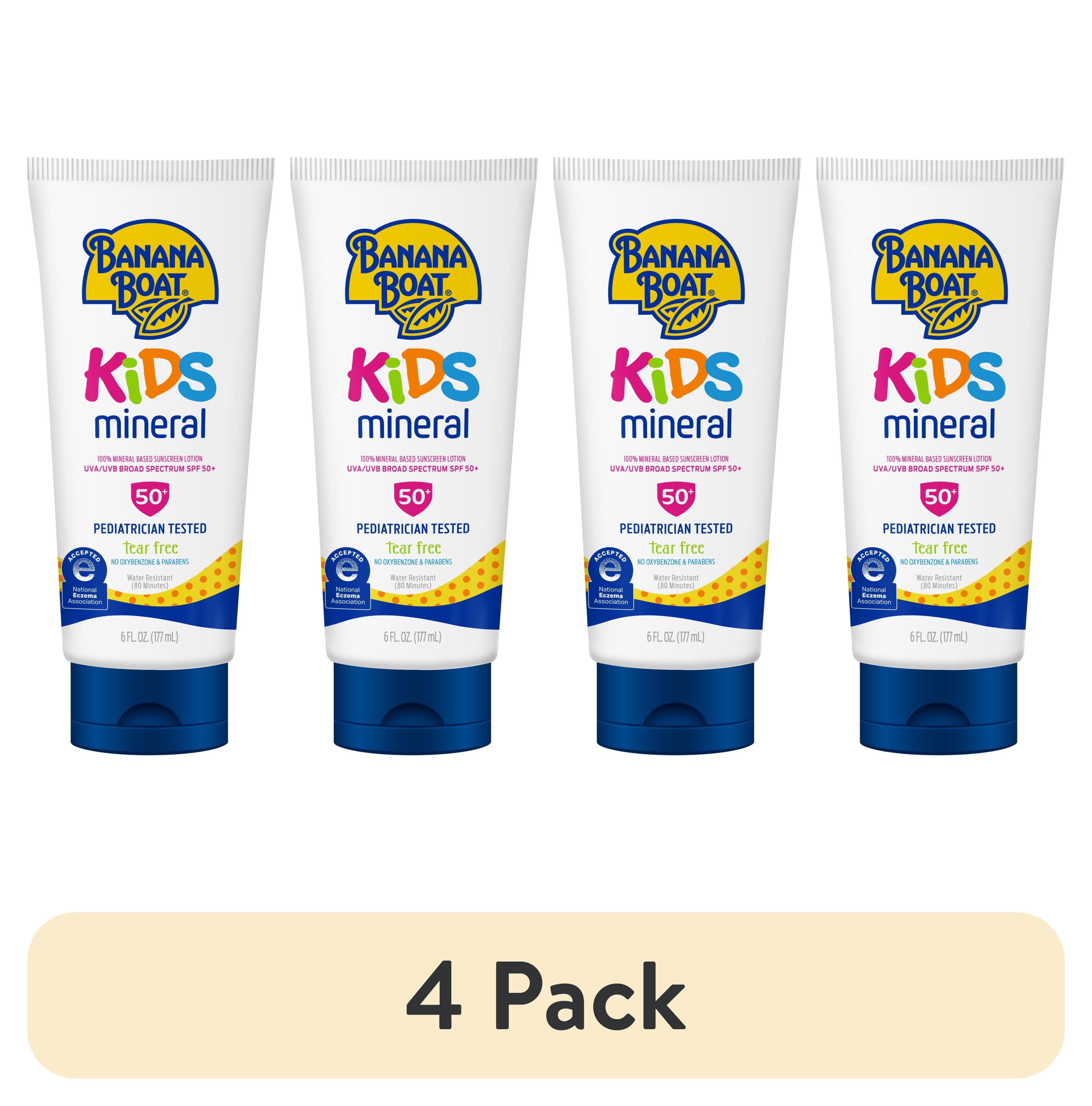 (4 pack) Banana Boat Kids 100% Mineral Sunscreen Lotion SPF 50, 6oz ...
