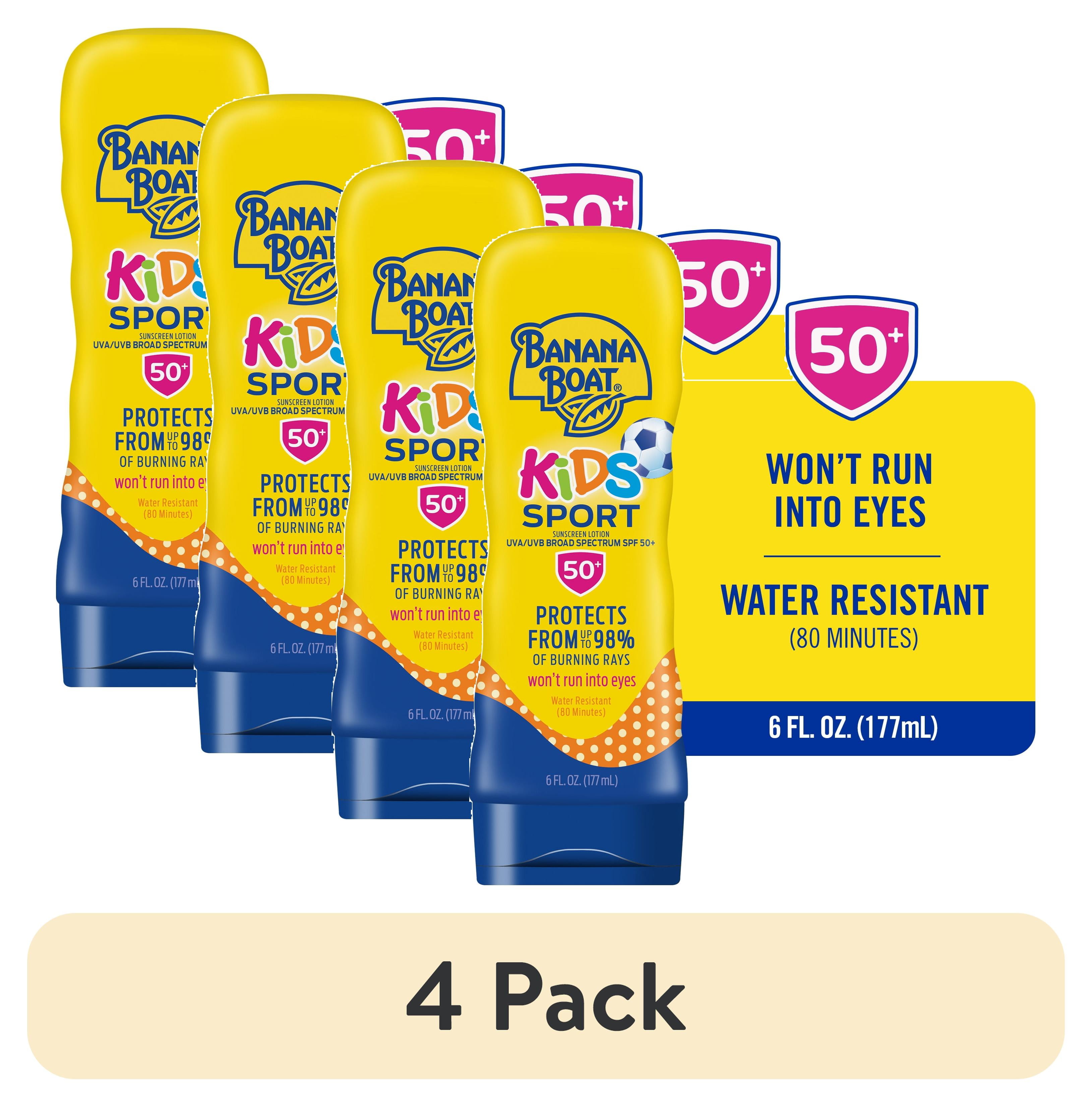 (4 pack) Banana Boat Kids Sport SPF 50 Sunscreen Lotion, Tear Free Kids ...