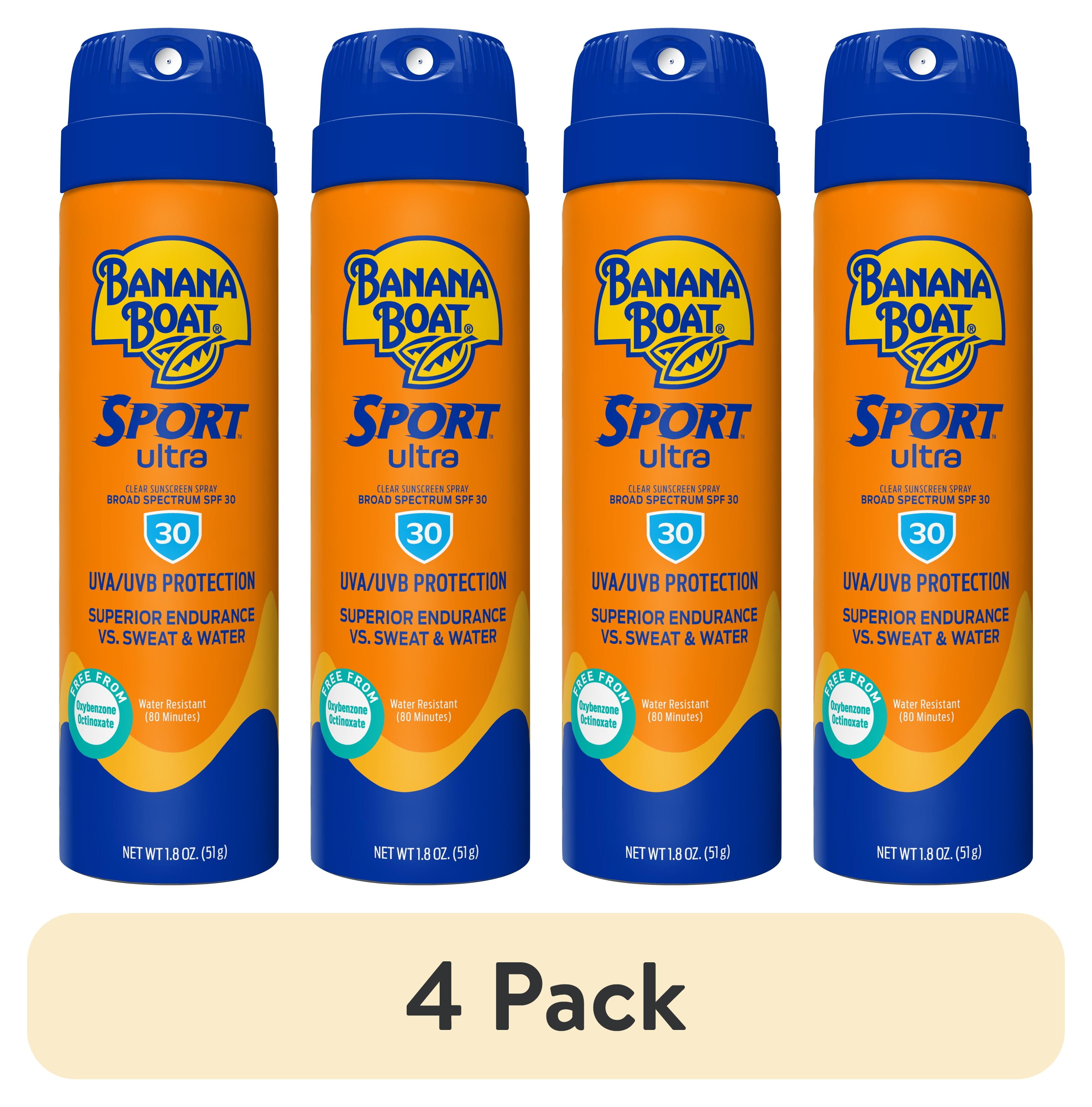 (4 pack) Banana Boat Sport Ultra SPF 30 Sunscreen Spray, Travel ...