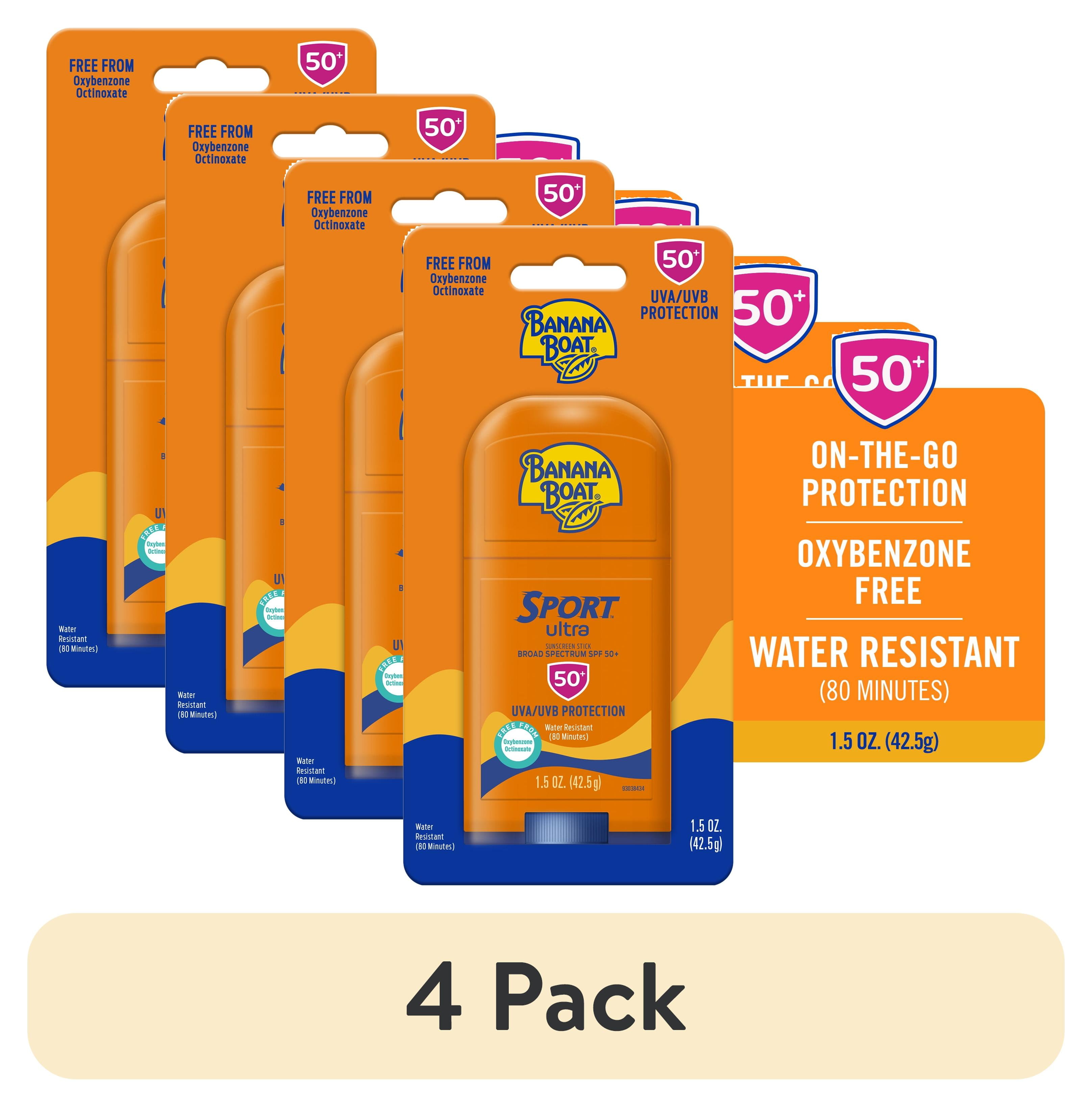 (4 pack) Banana Boat Sport Ultra Sunscreen Stick SPF 50, Travel ...