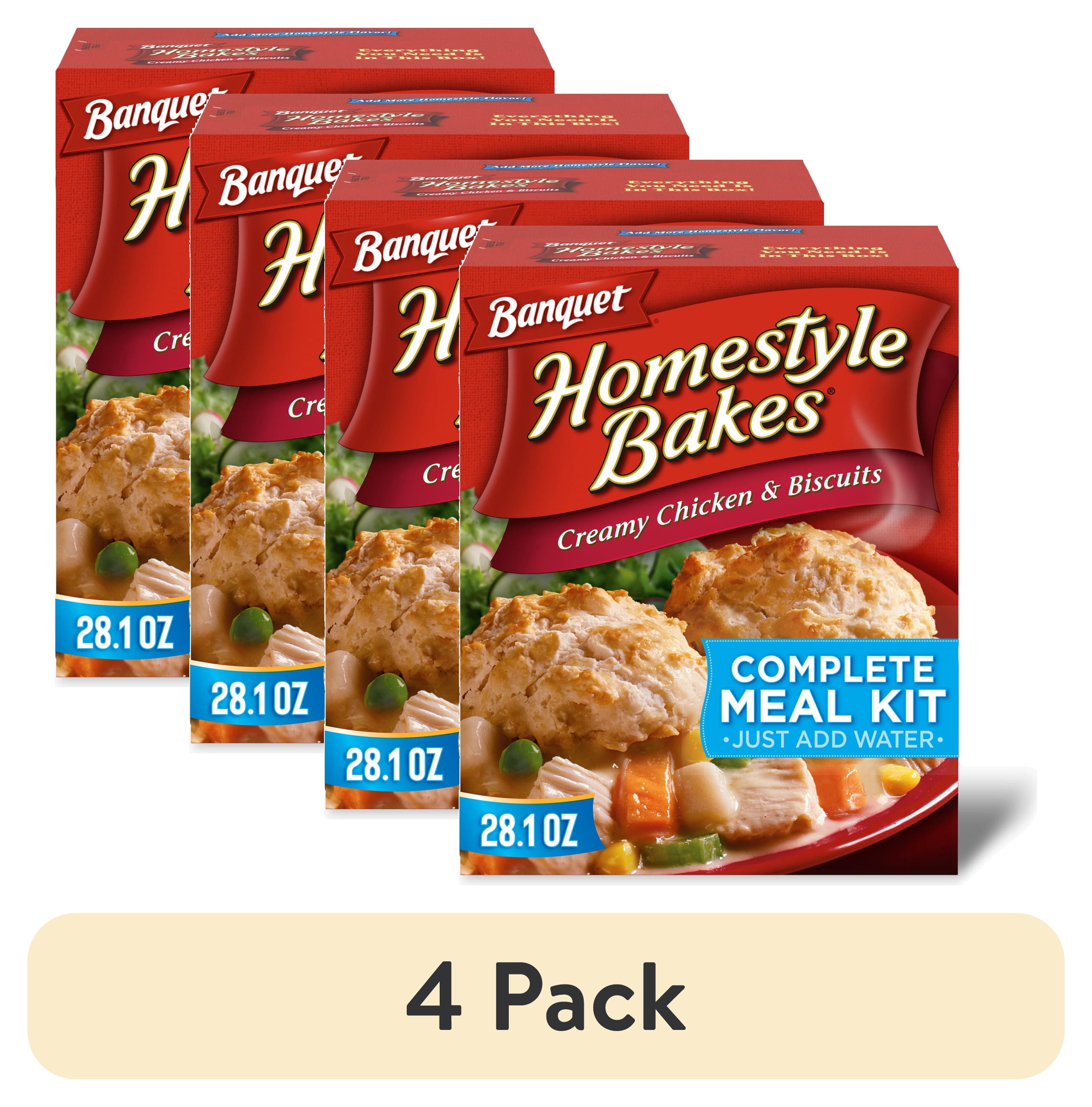 (4 pack) Banquet Homestyle Bakes Creamy Chicken & Biscuits, Meal Kit ...