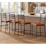 4 pack Bar Stools Set Counter Height Barstools with Footrest and Back ...