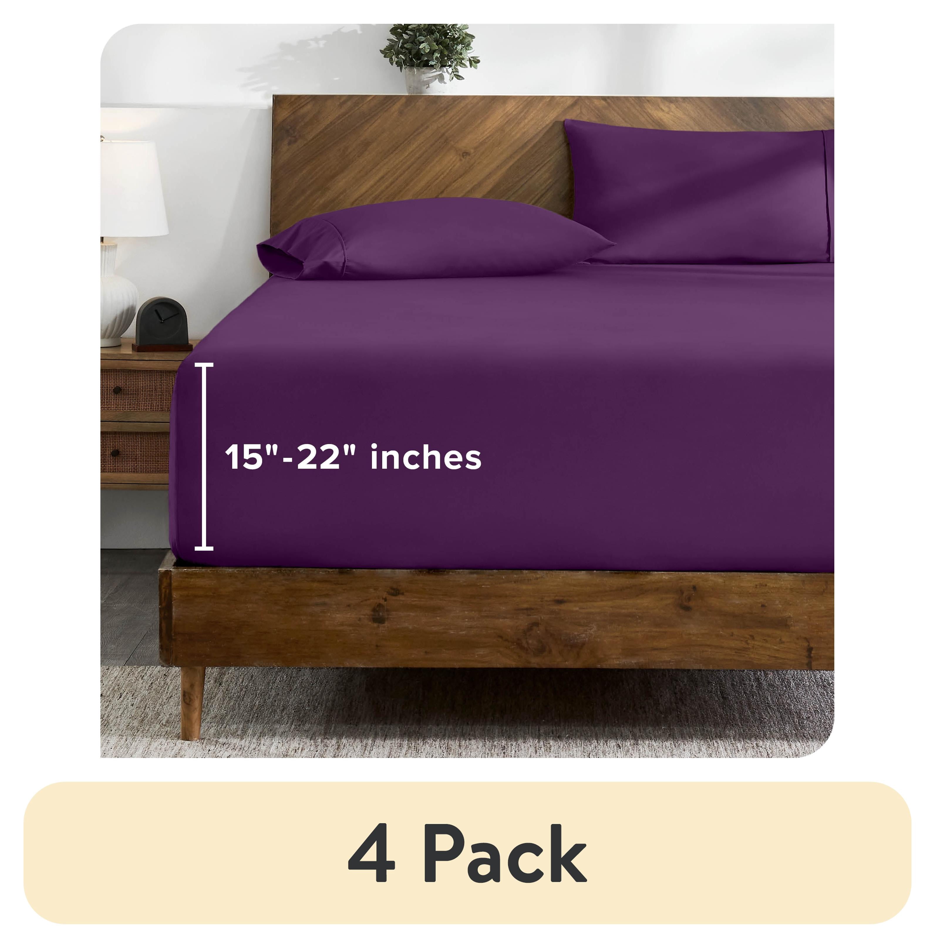 (4 pack) Bare Home Fitted Sheet - 22" Extra Deep Pocket - Premium 1800 ...