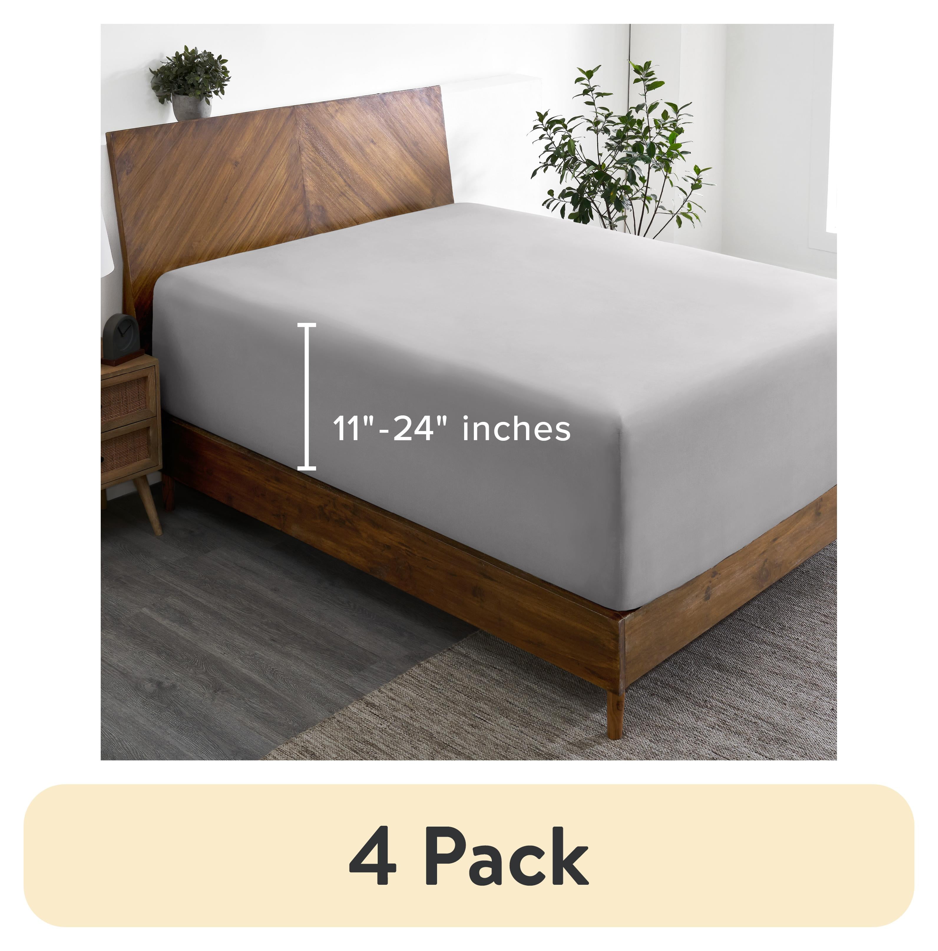 (4 pack) Bare Home Fitted Sheet - 24" Extra Deep Pocket - Premium 1800 ...